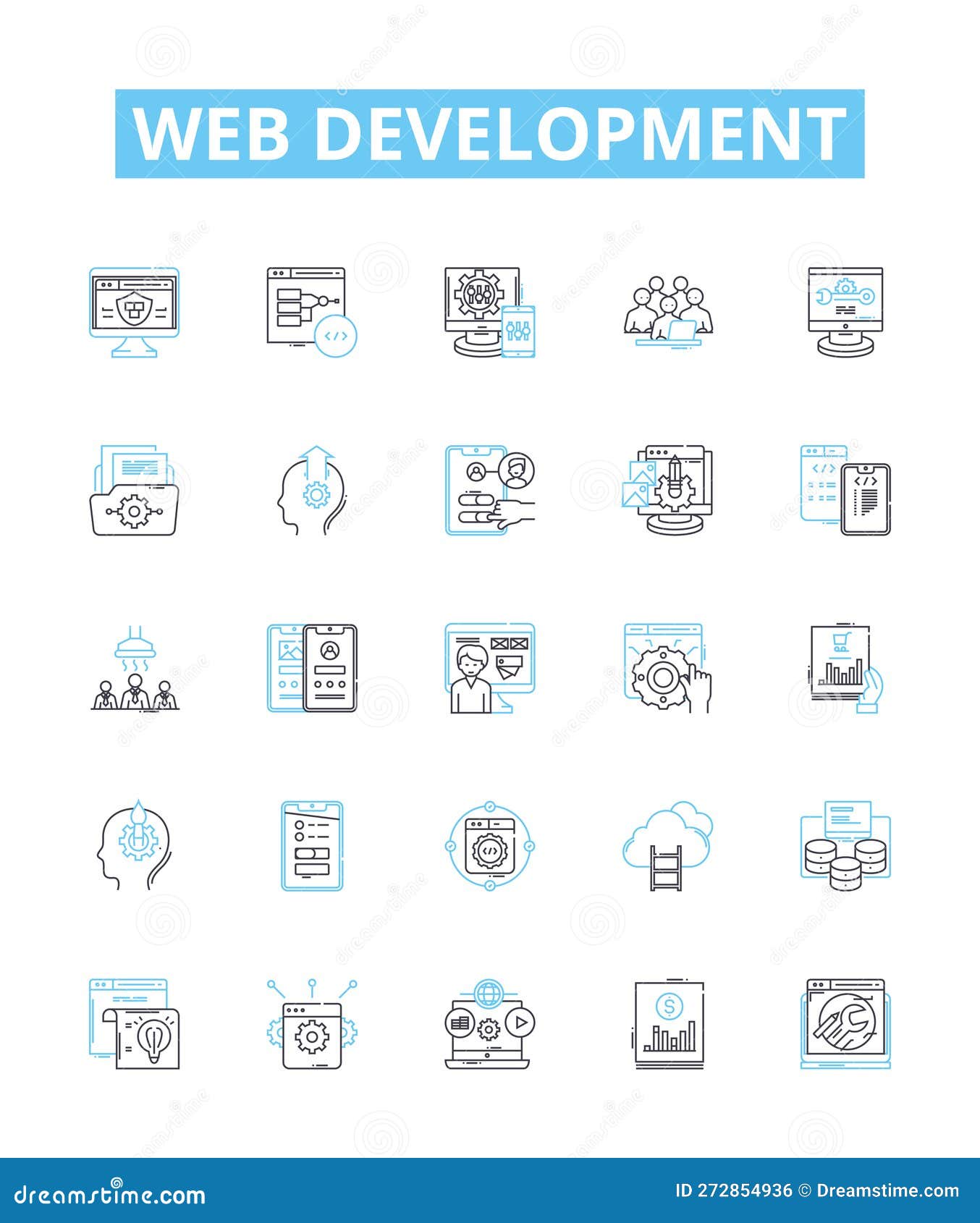 Pictogrammen Voor Webontwikkeling Vectorlijnen Instellen. Webontwikkeling Html Css Javascript ...