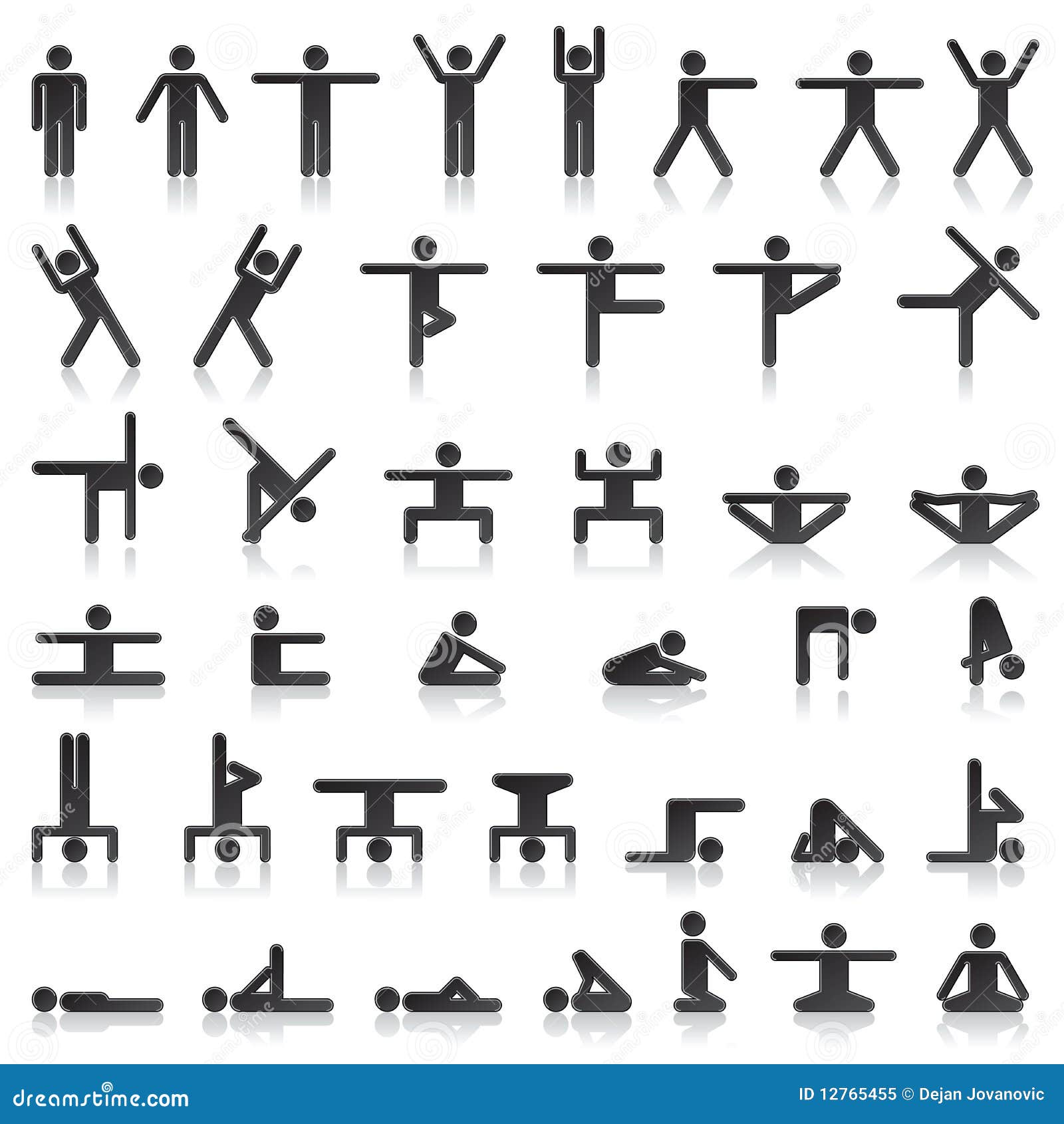 Pictograms stock vector. Illustration of body, meditating - 12765455