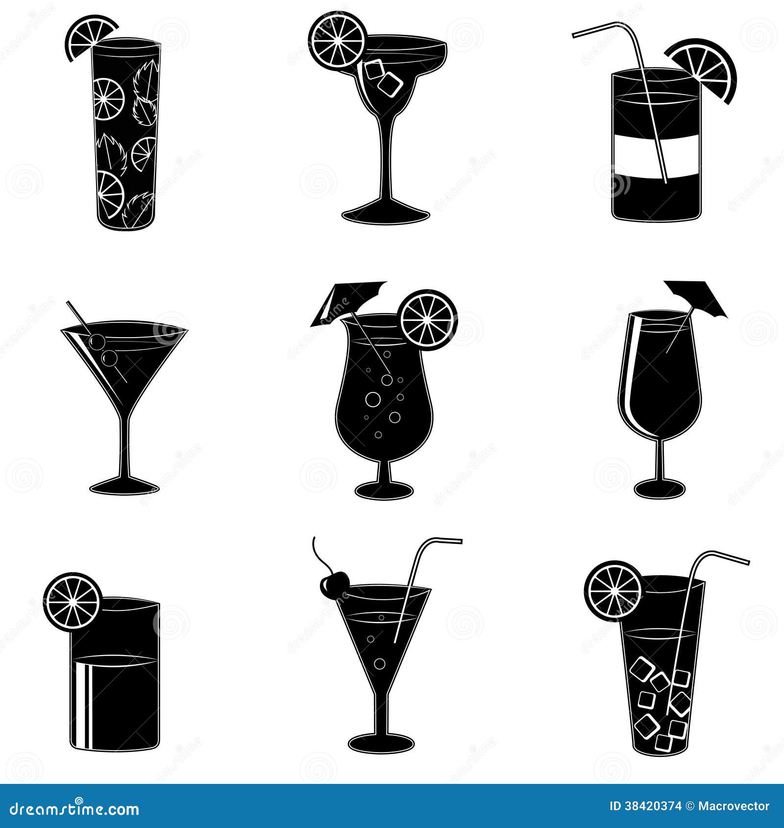 Pictograms of Party Cocktails with Alcohol Stock Vector - Illustration ...