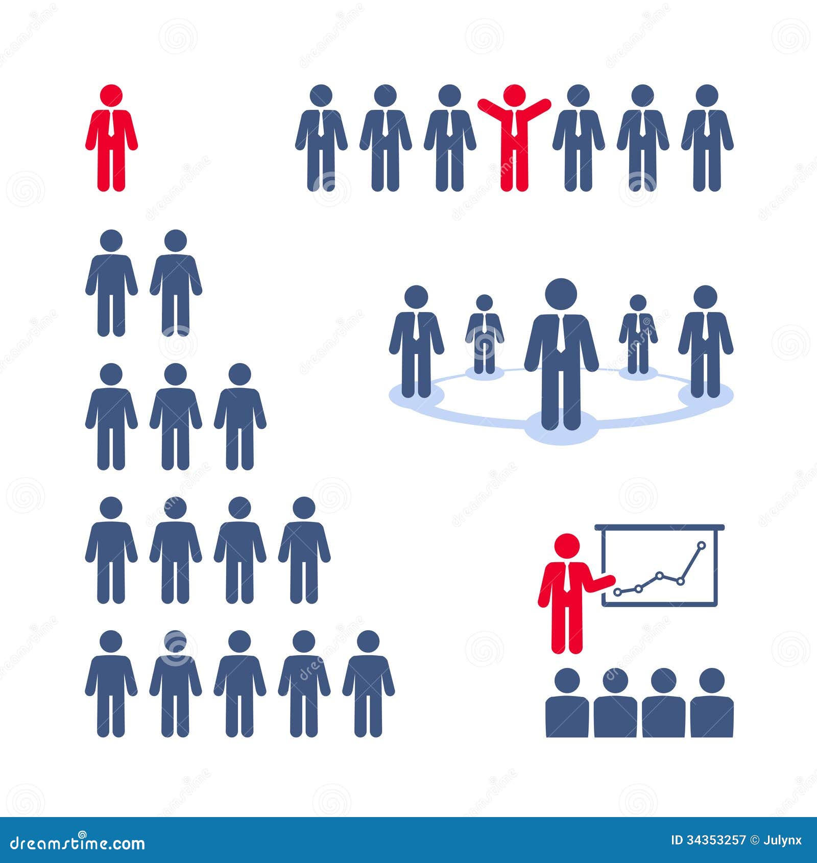 Pictograms Set. Team, Presentation, Business Tree Stock Vector ...