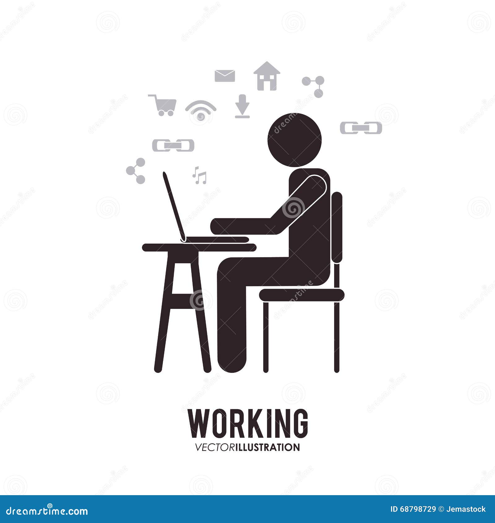 Pictograms Working Icon Design Stock Vector - Illustration of civil ...