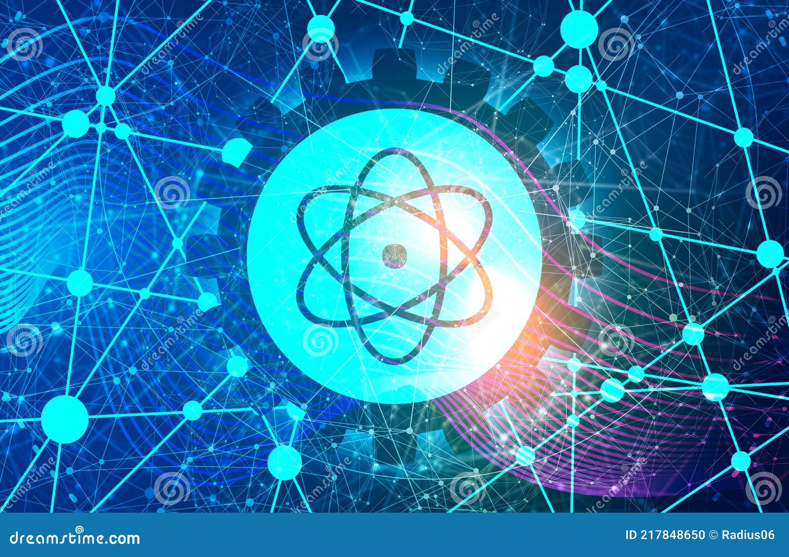 Pictograph of Atom. Lines with Dots Connected Backdrop Stock ...