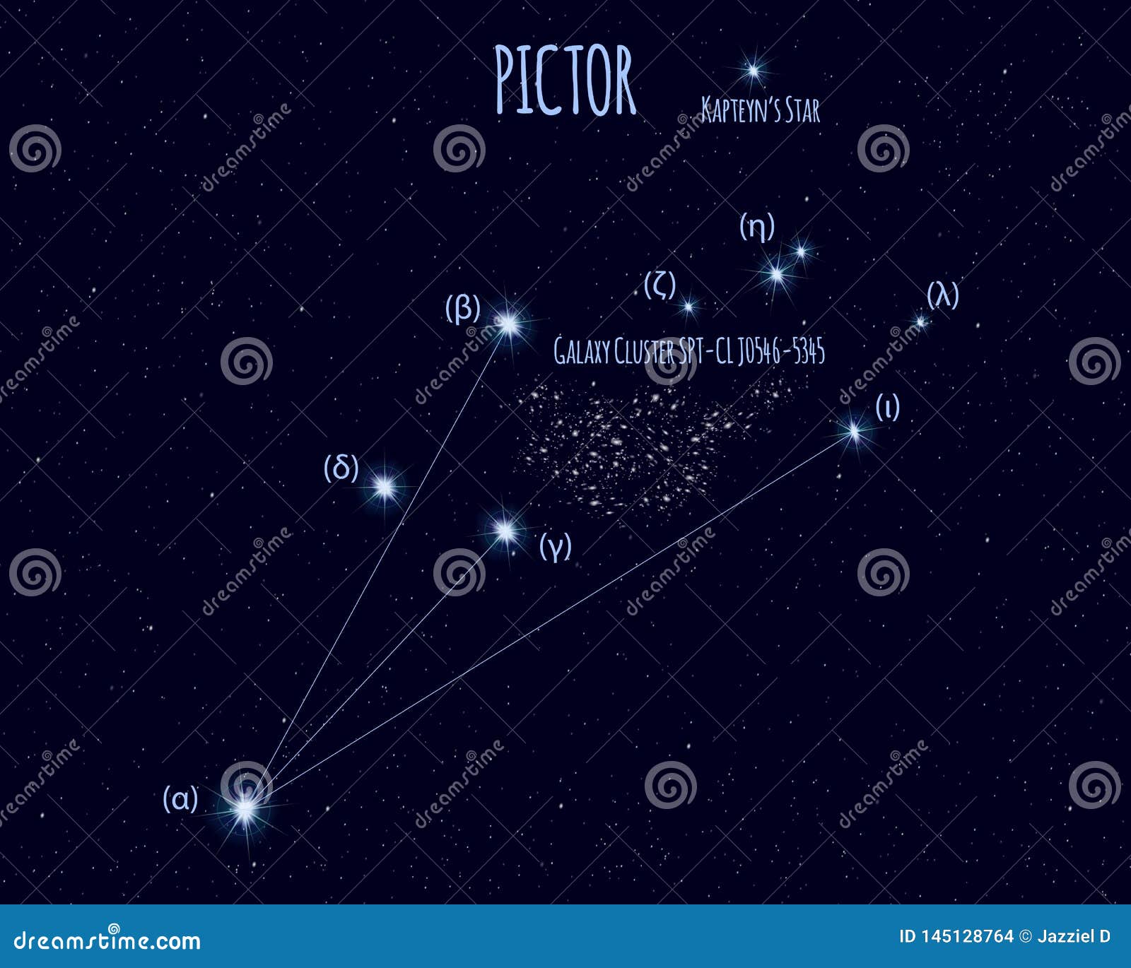 Pictor Constellation, Vector Illustration with Basic Stars Stock Vector ...