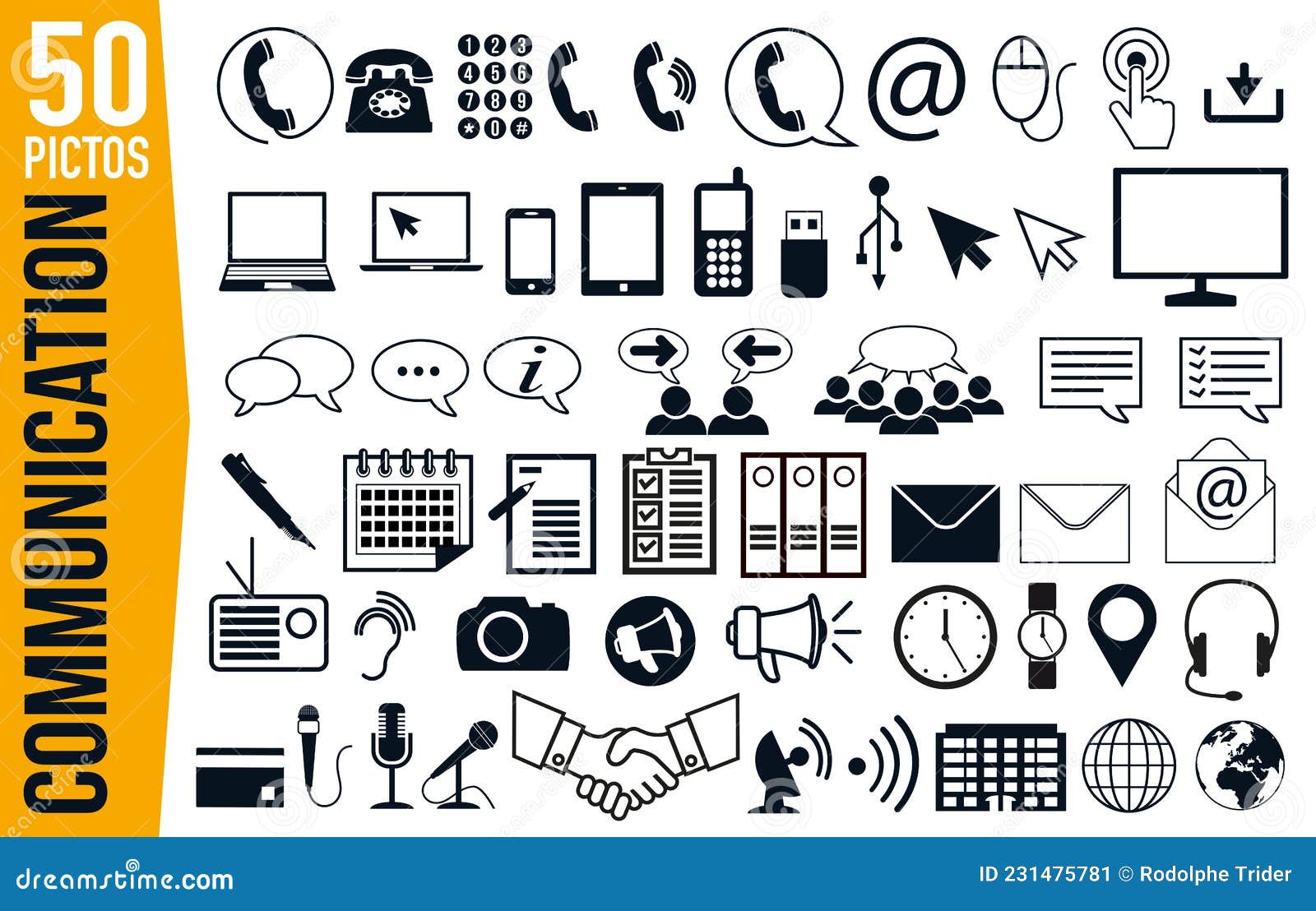 Signage Pictograms on the Subject of Communication. Stock Vector ...