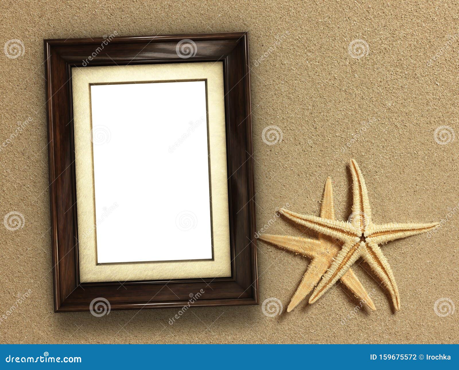 Picture Frame on Shells and Sand Background Stock Photo - Image of ...