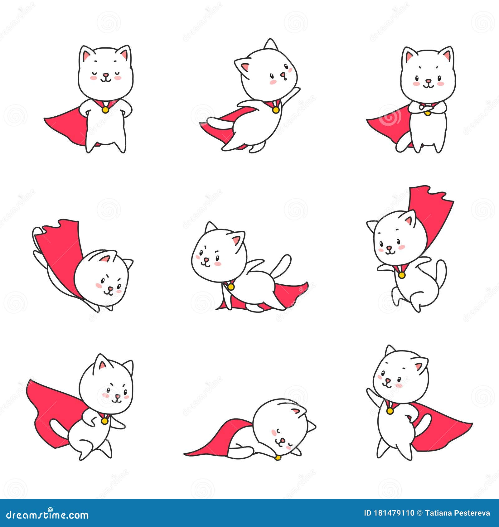 Set of super cats stock vector. Illustration of isolated - 181479110