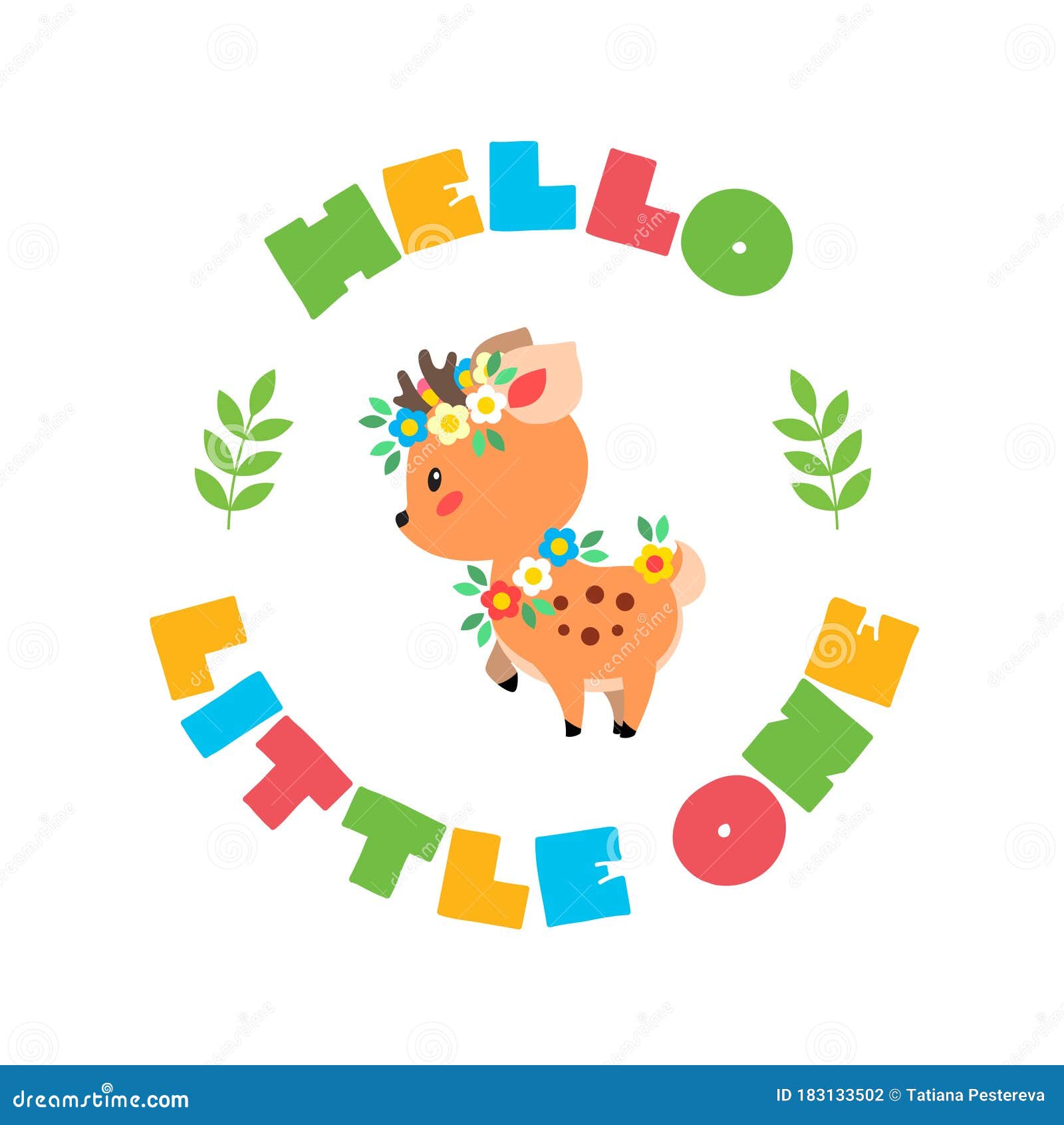 Hello Little One stock vector. Illustration of animal - 183133502