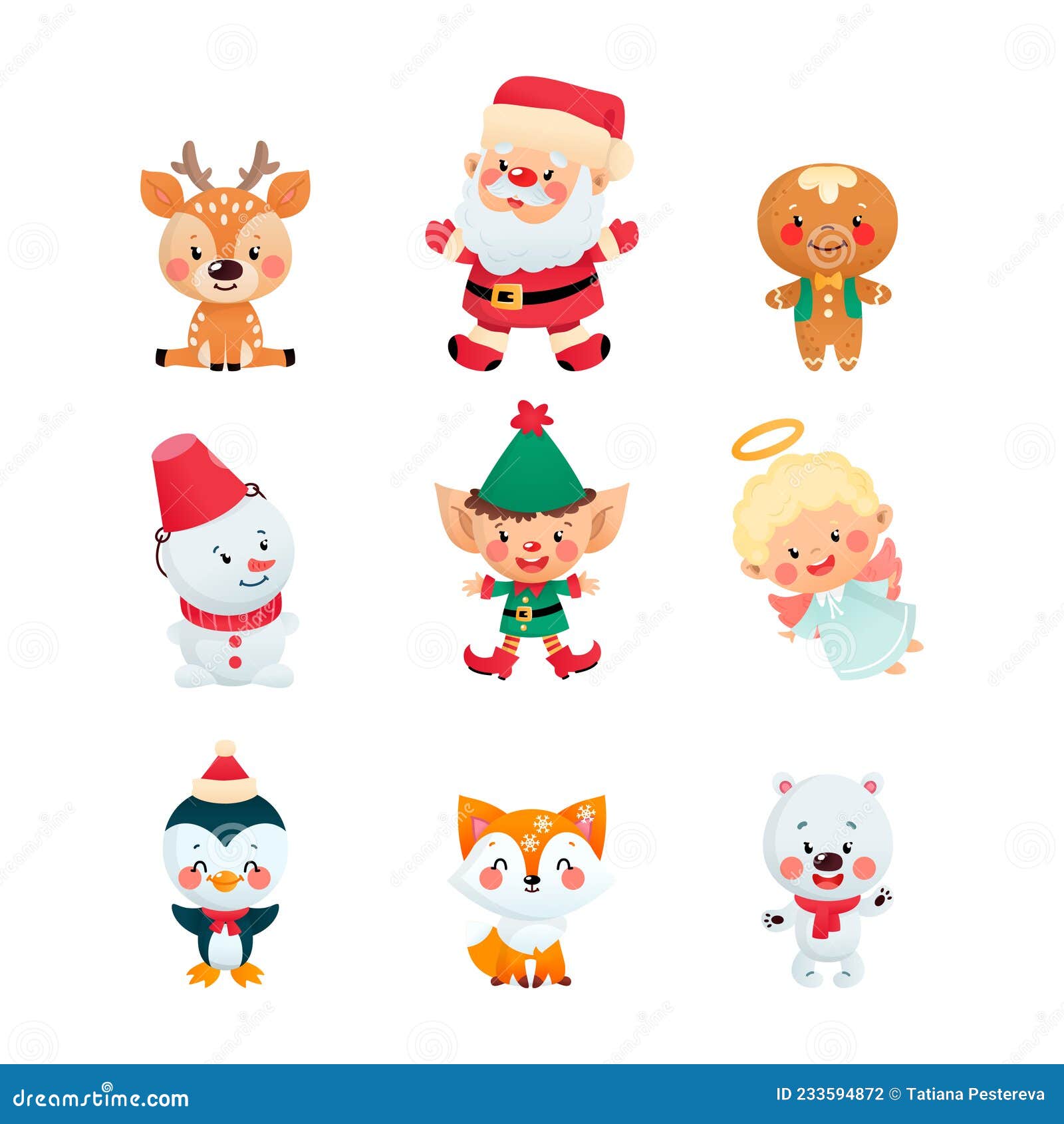 Set of Cartoon Winter Characters Stock Vector - Illustration of cute ...