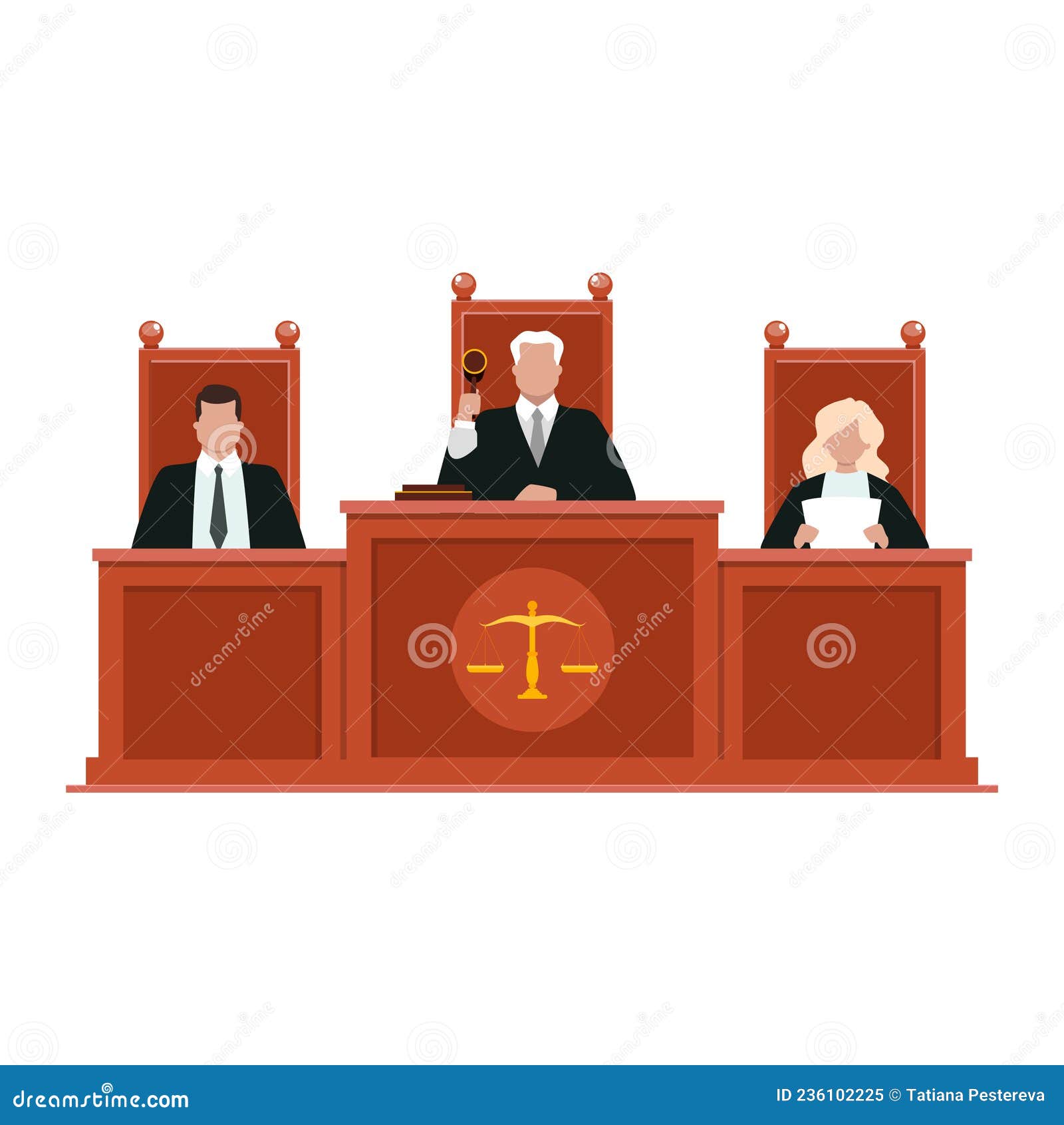 Courtroom Interior with Judges Stock Vector - Illustration of civil ...