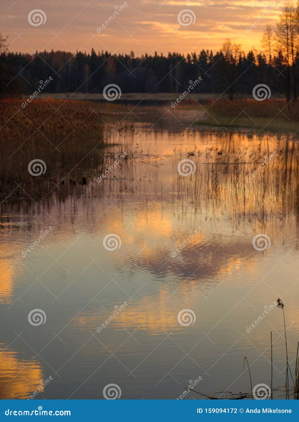 Picture with Abstract and Colorful Sky Reflections in Water, Stock ...