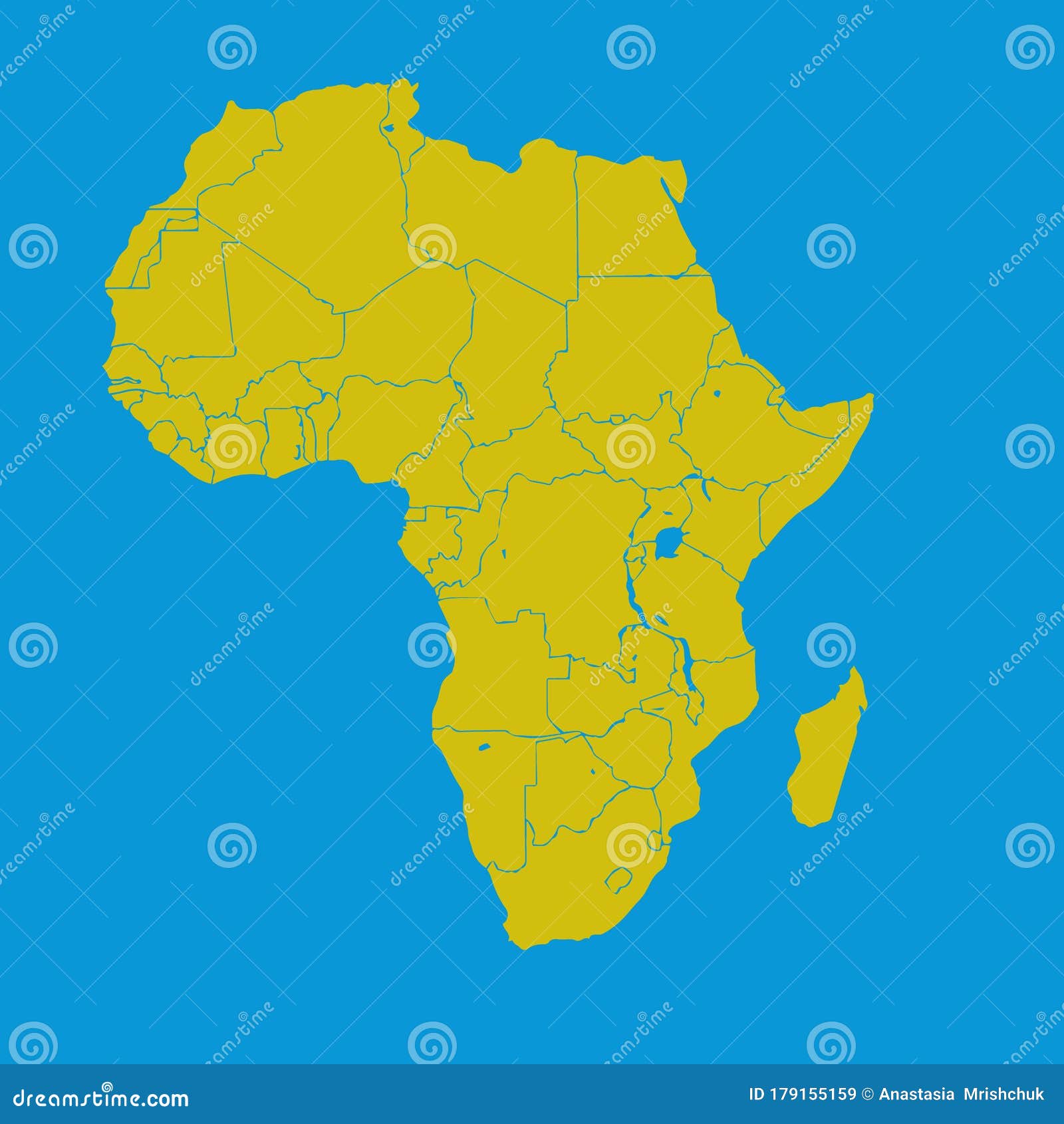 Picture of Africa on Blue Background. Vector Illustration Stock ...