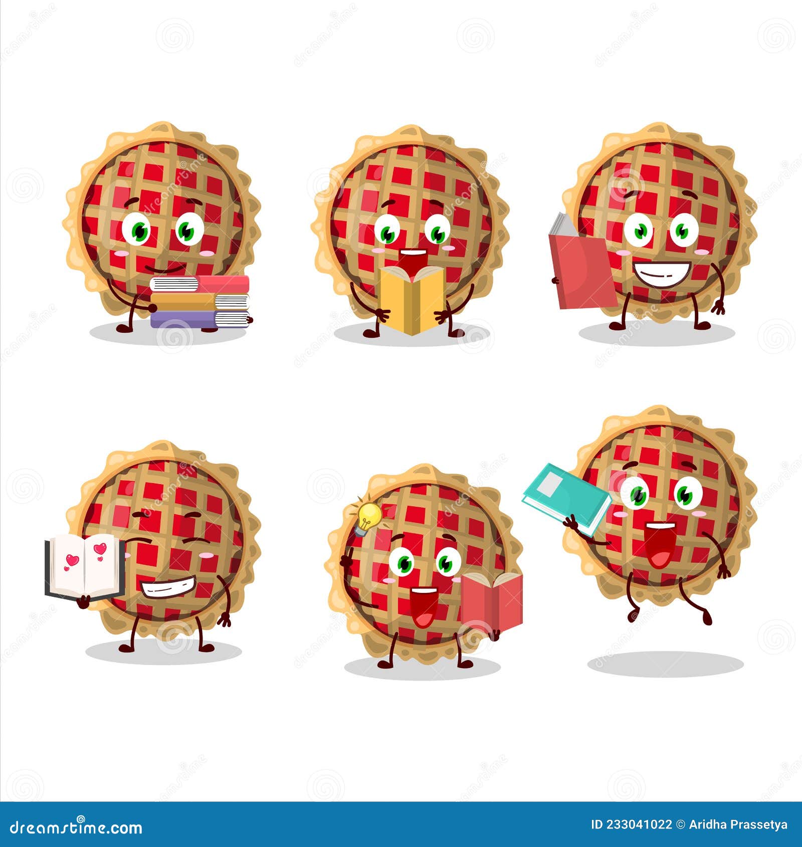 A Picture of Apple Pie Cartoon Character Concept Reading an Amusing ...