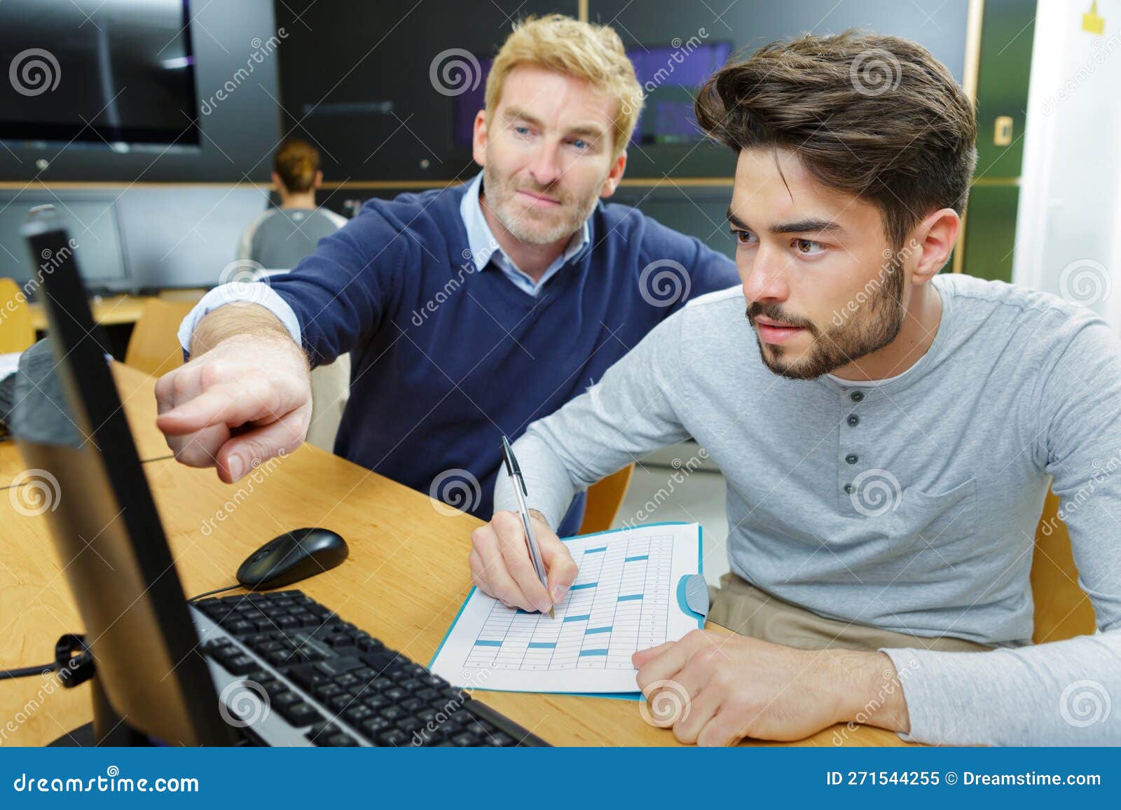 Picture Apprentice Looking at Laptop Stock Image - Image of ruler, note ...