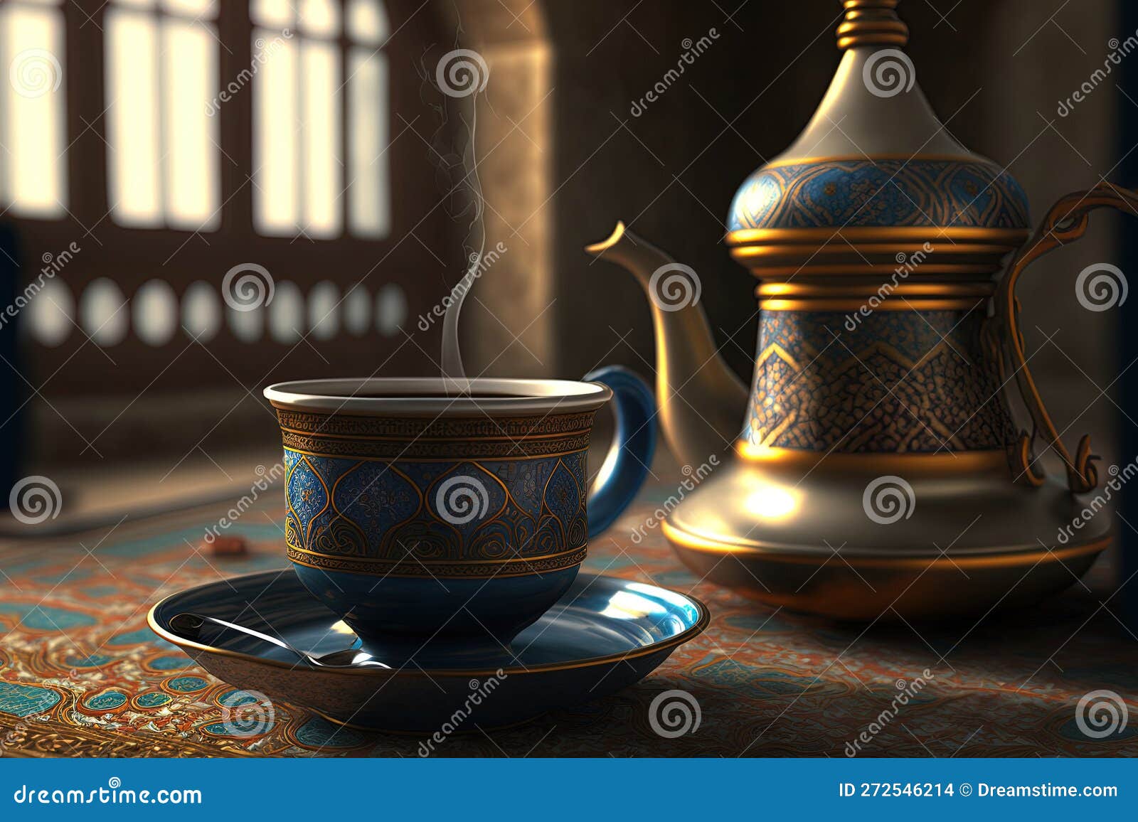 Picture of Authentic Arabic Coffee in a Mosque Stock Illustration ...
