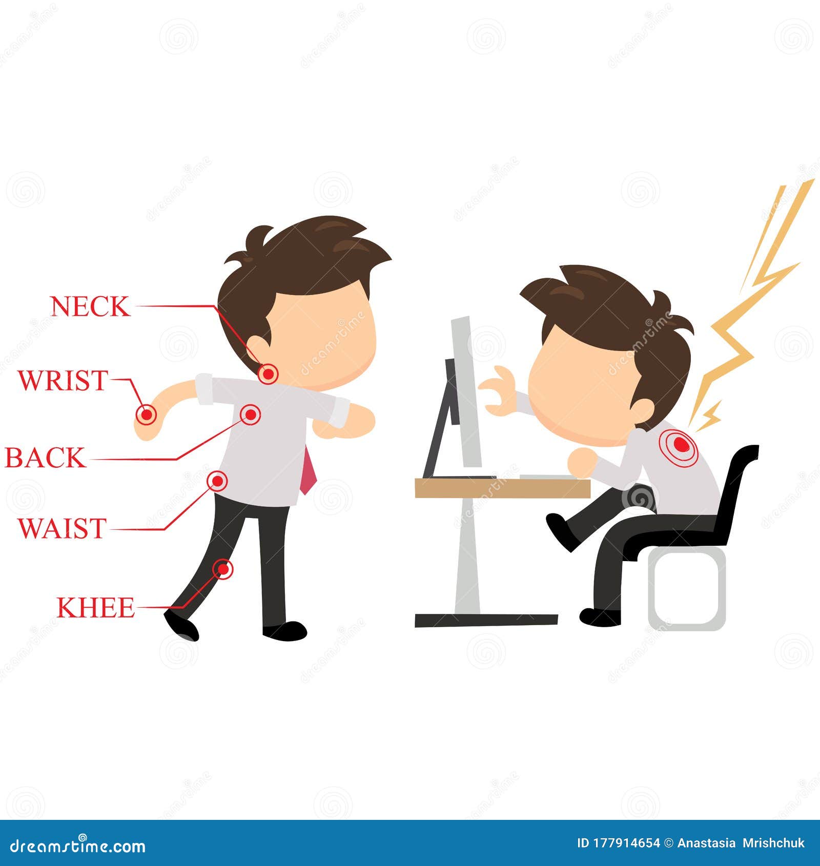 Picture of Back Pain at Workplace. Vector Illustration Stock ...