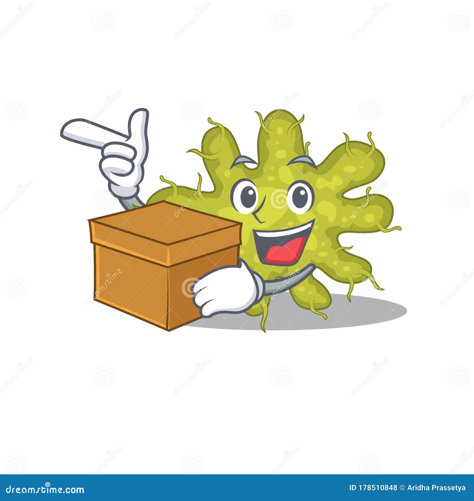 An Picture of Bacterium Cartoon Design Concept Holding a Box Stock ...