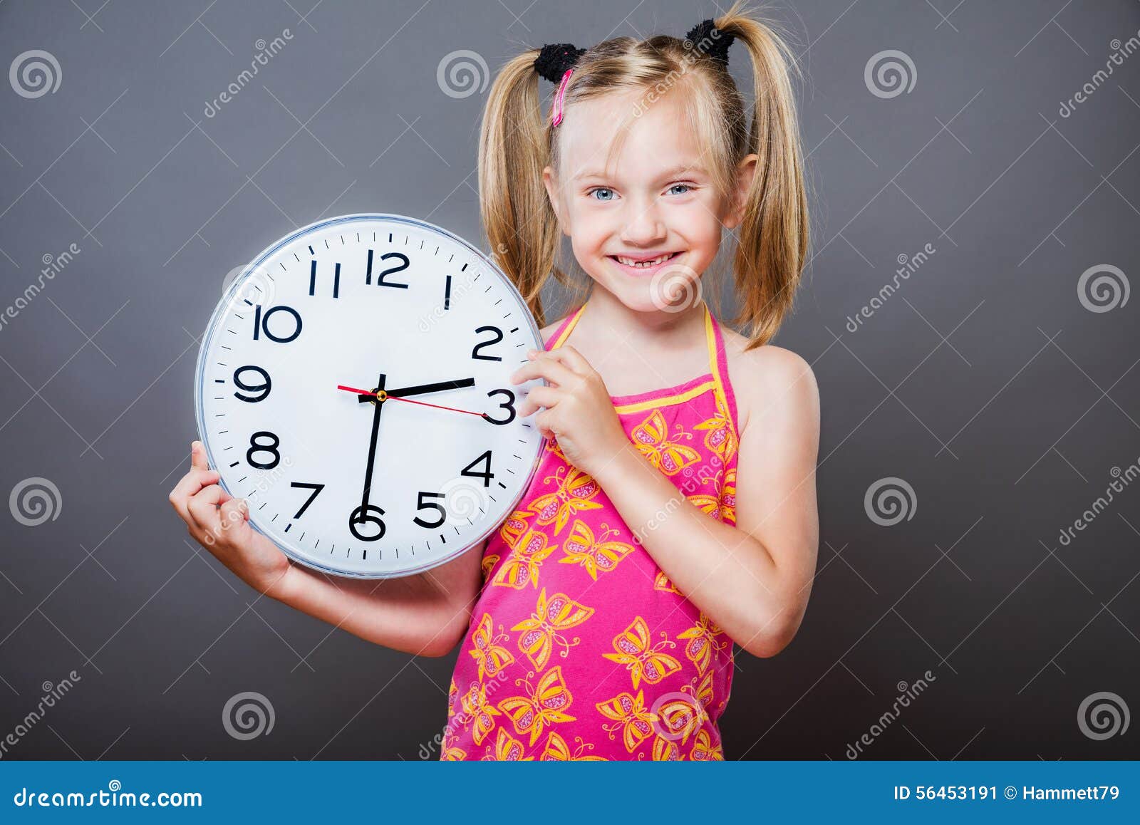 Picture of Beautiful Girl with Big Clock Stock Image - Image of time ...