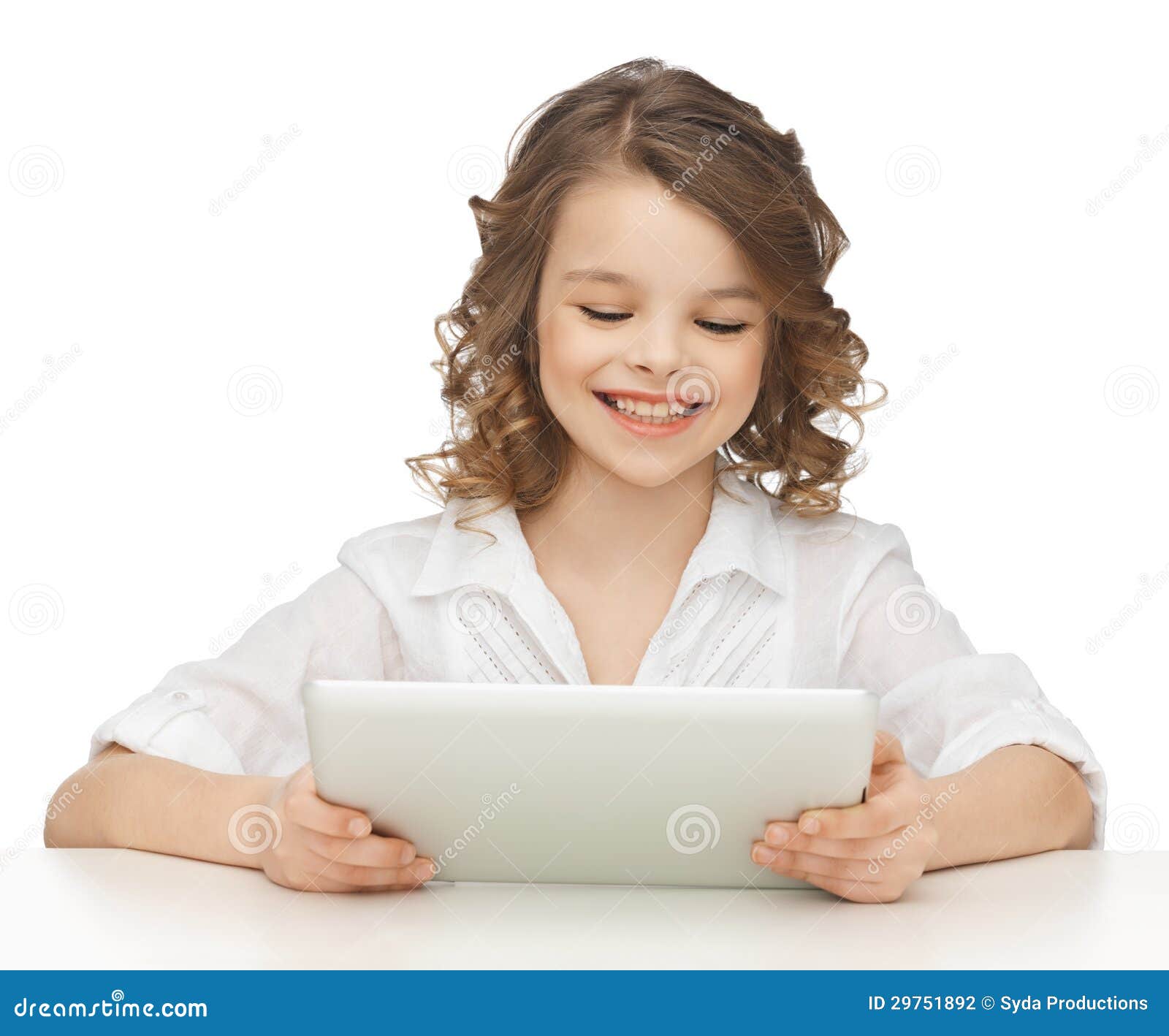 Girl with tablet pc stock photo. Image of games, child - 29751892