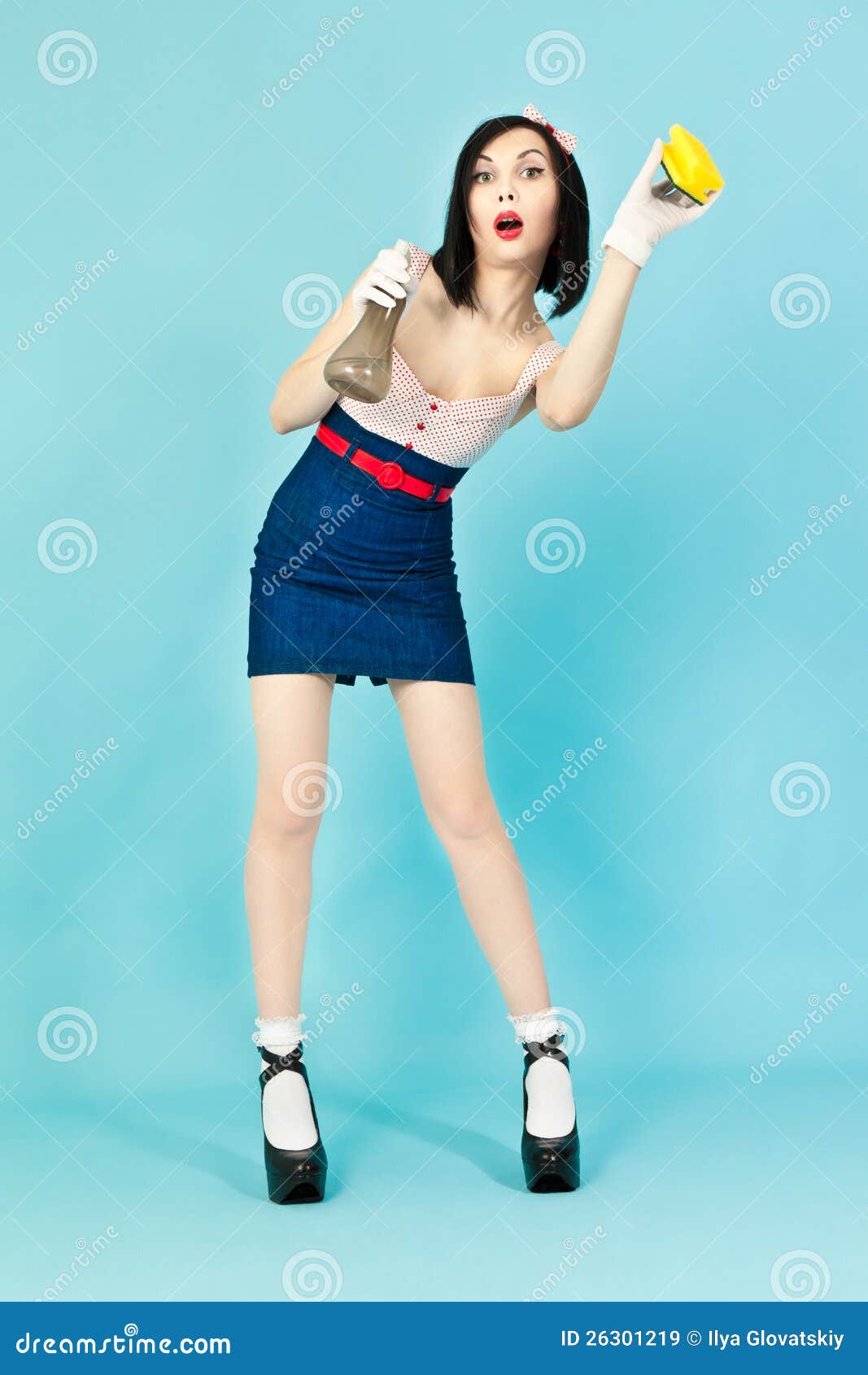 Picture of Beautiful Pin Up Woman with Tool Stock Image - Image of ...