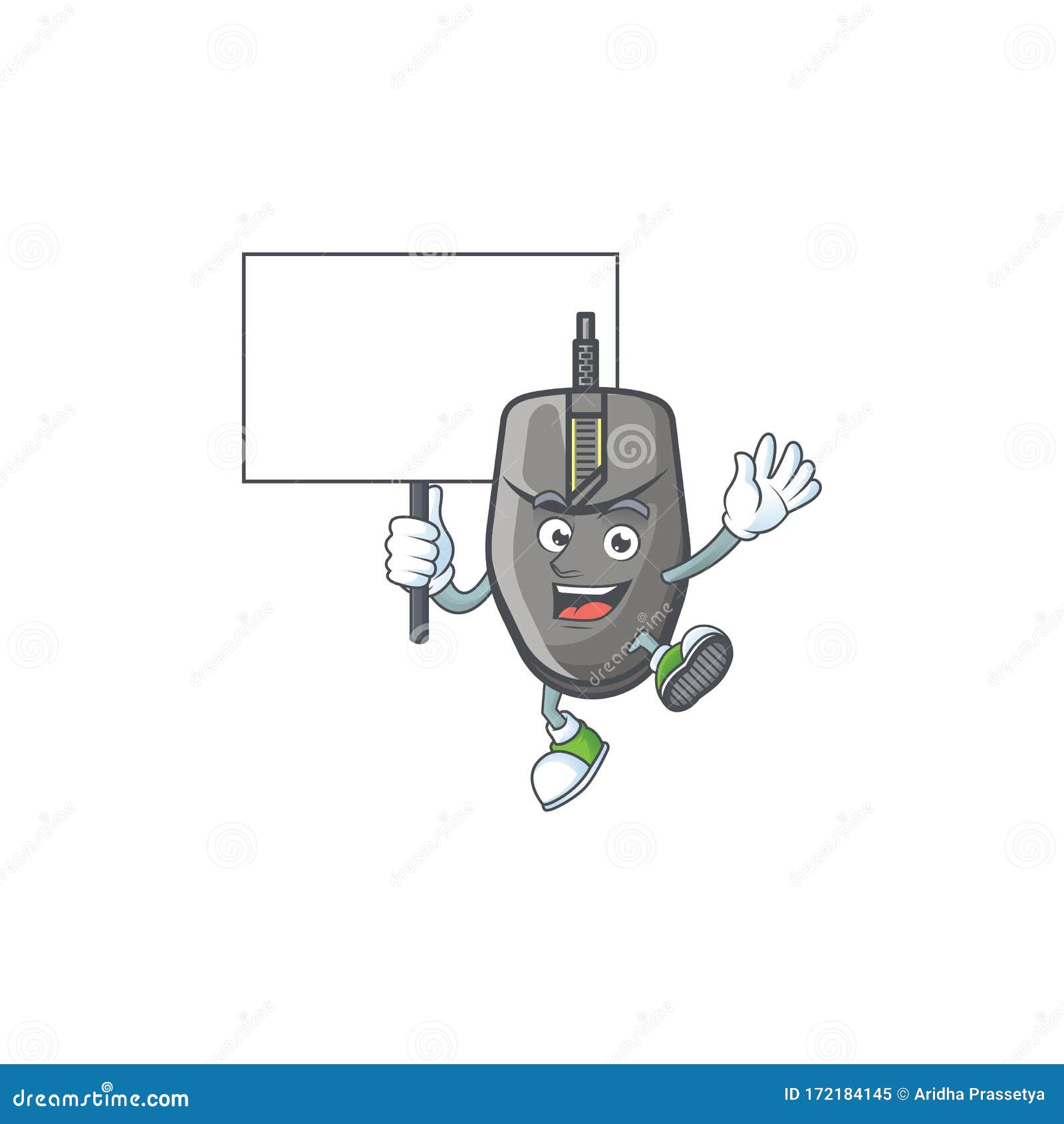A Picture of Black Mouse Cartoon Character with Board Stock Vector ...