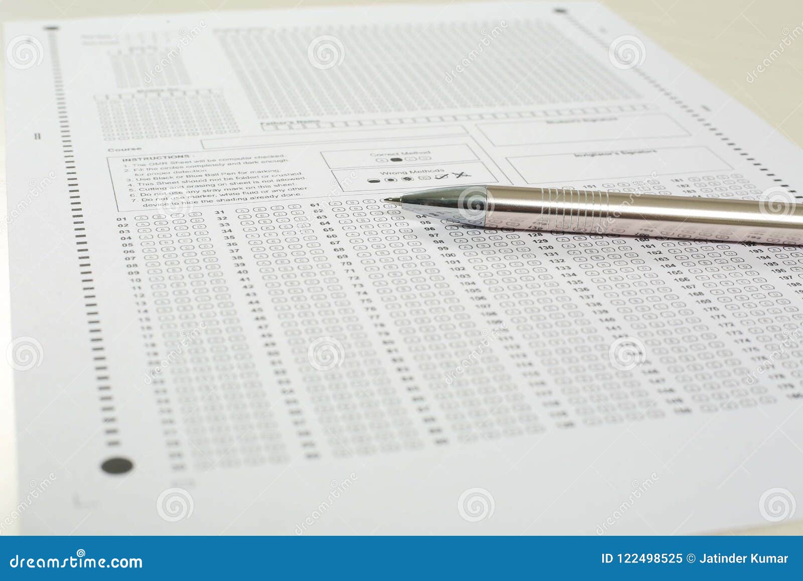 Picture of Blank Omr Sheet and Pen Stock Image - Image of mark, closeup ...