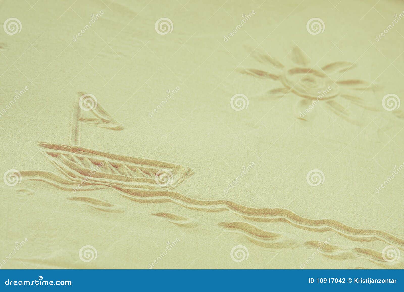Picture of a Boat Drawn into the Sand Stock Photo - Image of tourism ...