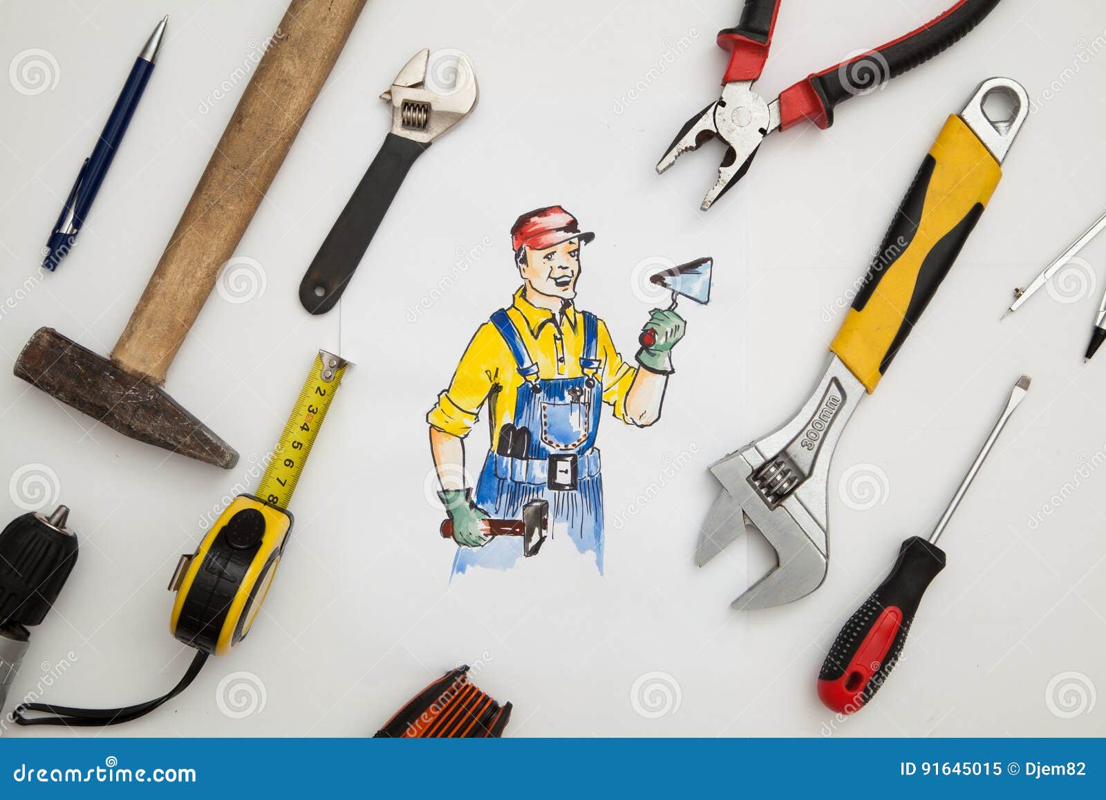 Picture of Builder with Tools. Stock Image - Image of builder ...