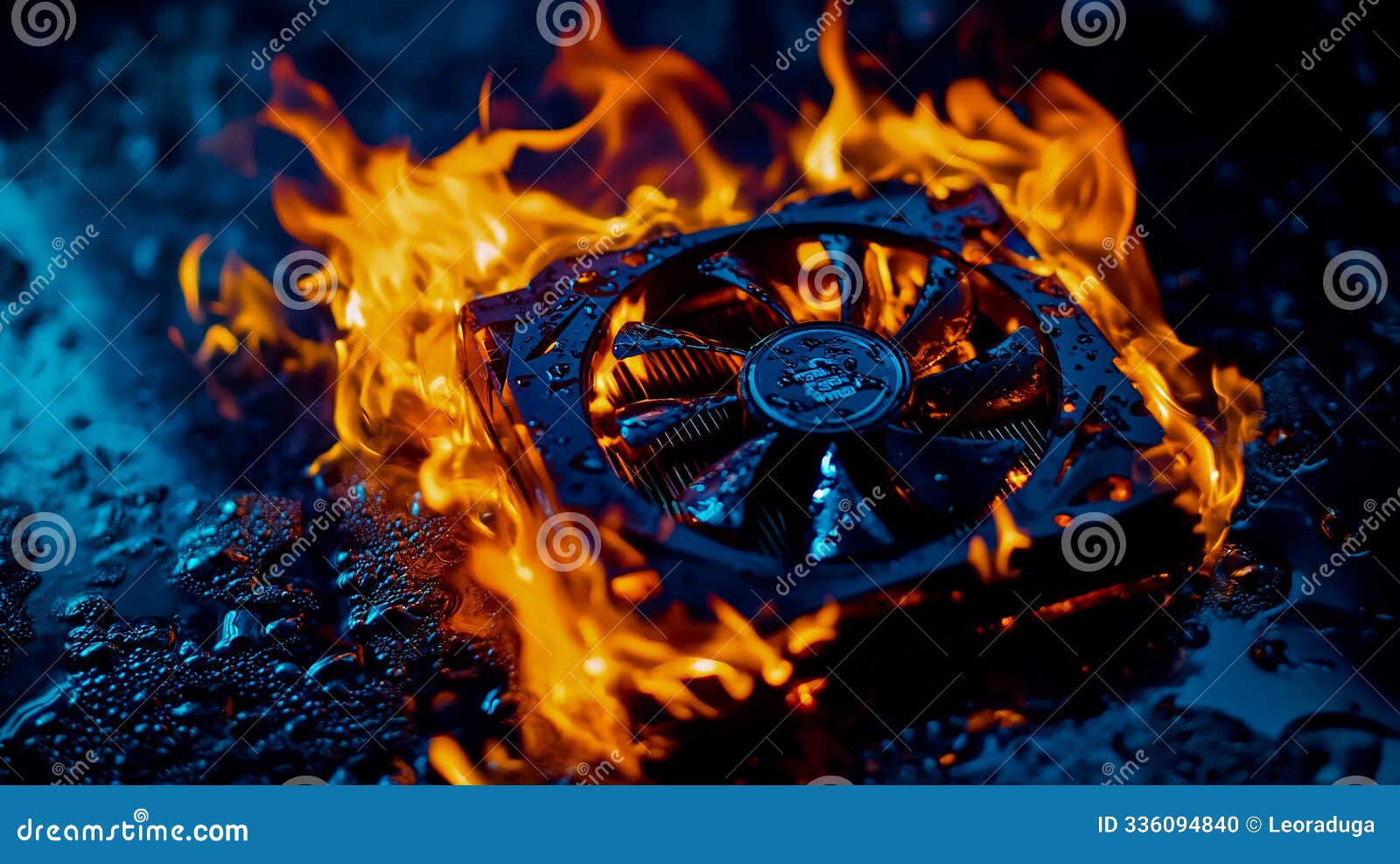 A Picture of a Burning Graphics Card on Fire Stock Illustration ...