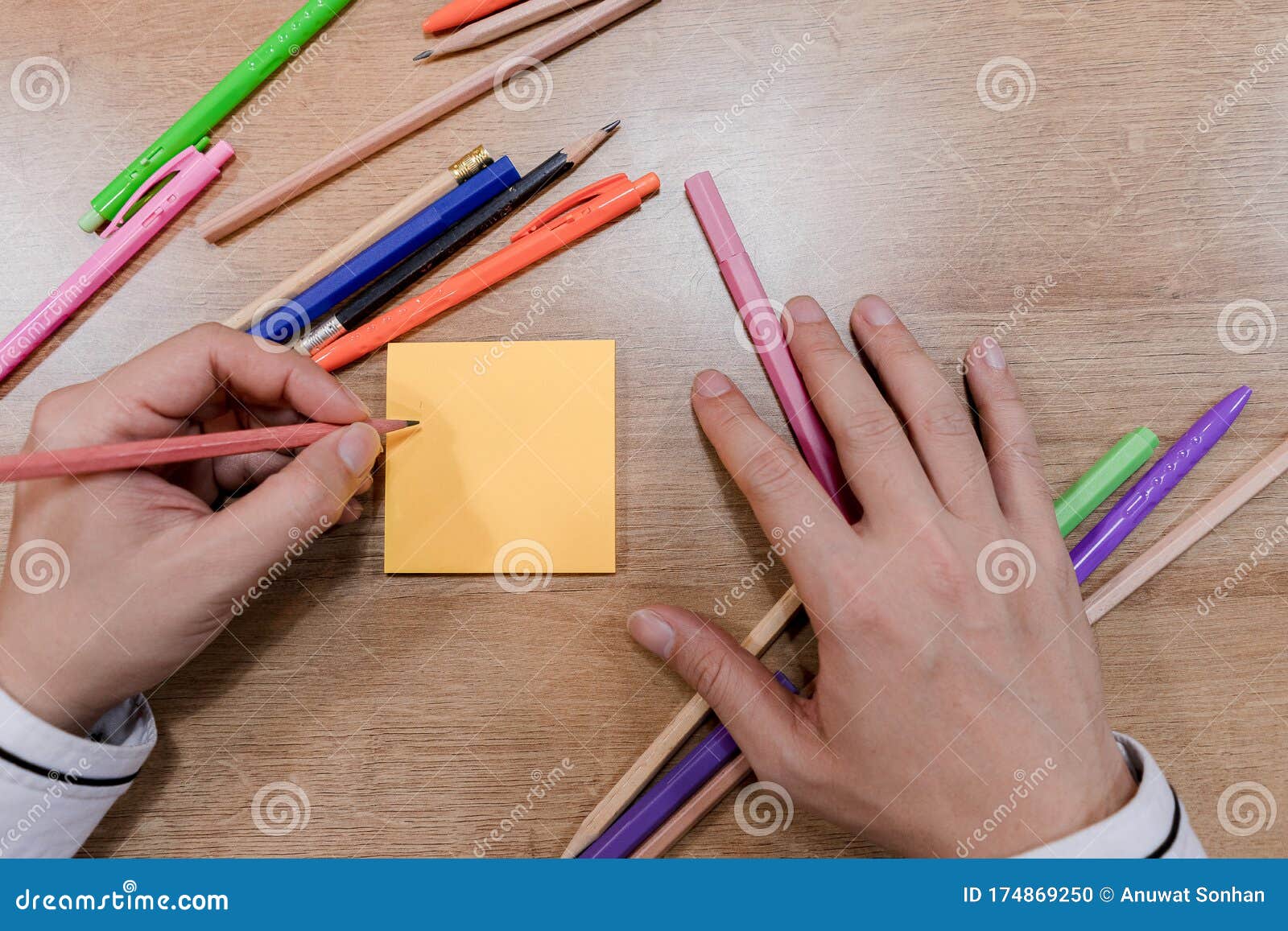 A Picture of a Business Man with a Hand is about To Write it on a Post ...