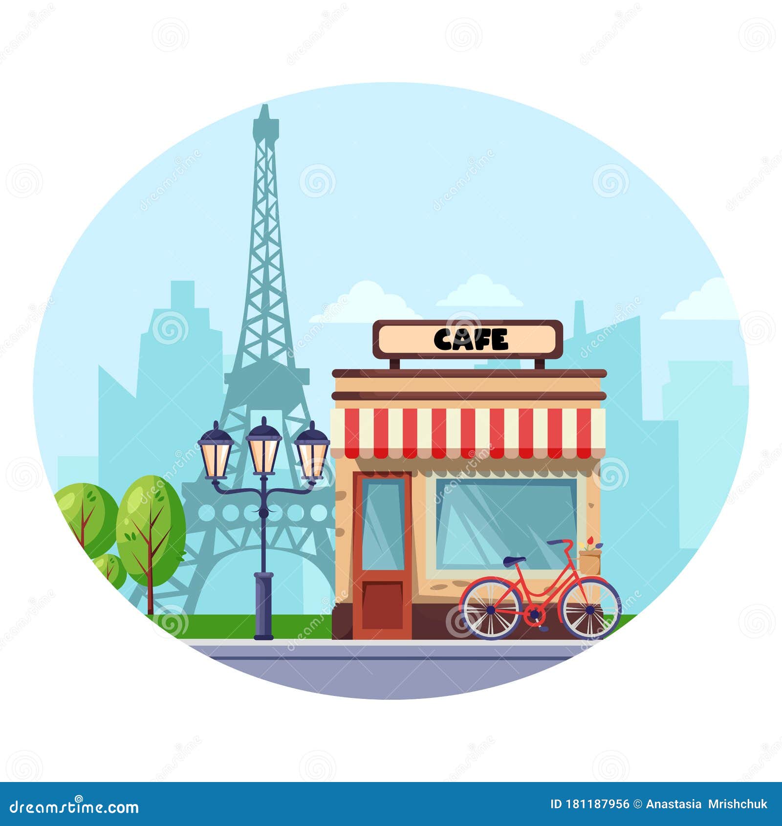 Old Cafe In Paris Cartoon Vector | CartoonDealer.com #19817275