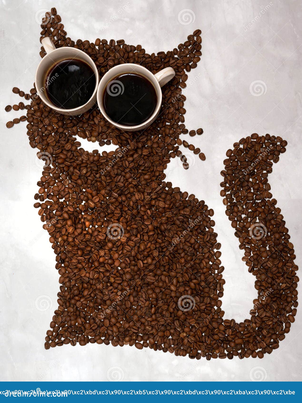 Picture of a Cat Made of Coffee Beans Stock Photo - Image of creative ...