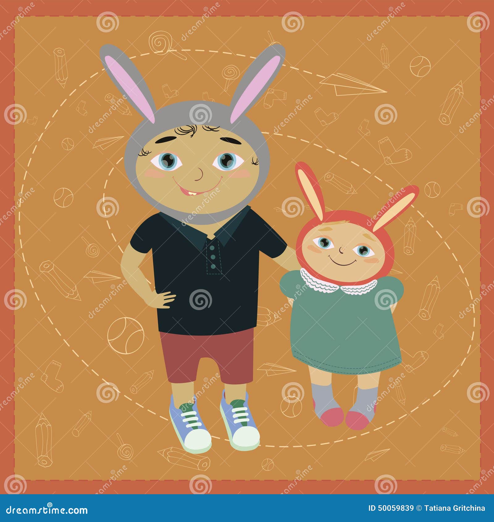 Picture With Children On The Background Clutter Cartoon Vector ...