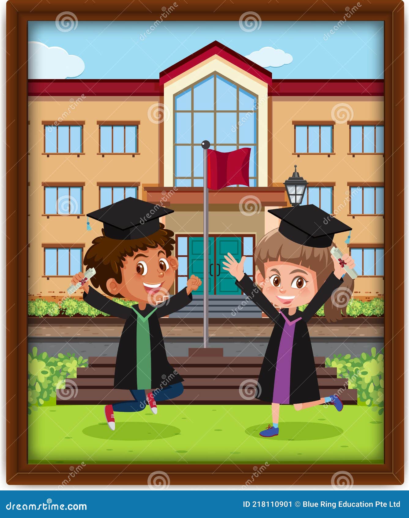 A Picture of Children in Graduation Costume Stock Vector - Illustration ...