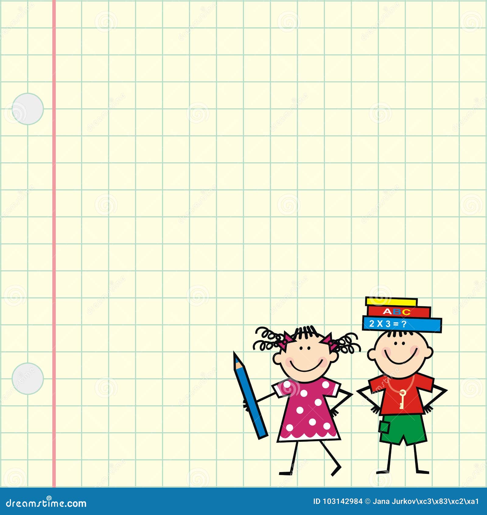 Picture of Children on Square Paper Stock Vector - Illustration of ...