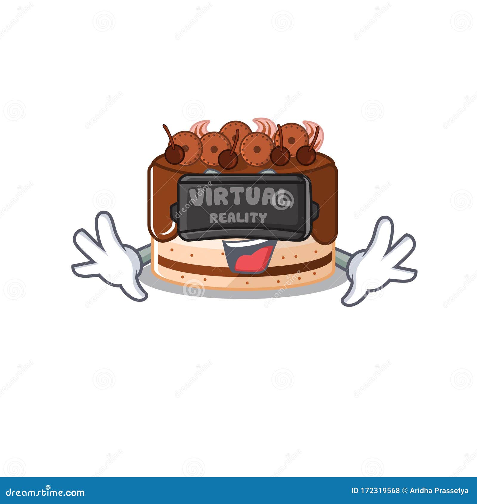 A Picture of Chocolate Cake Character Wearing Virtual Reality Headset ...