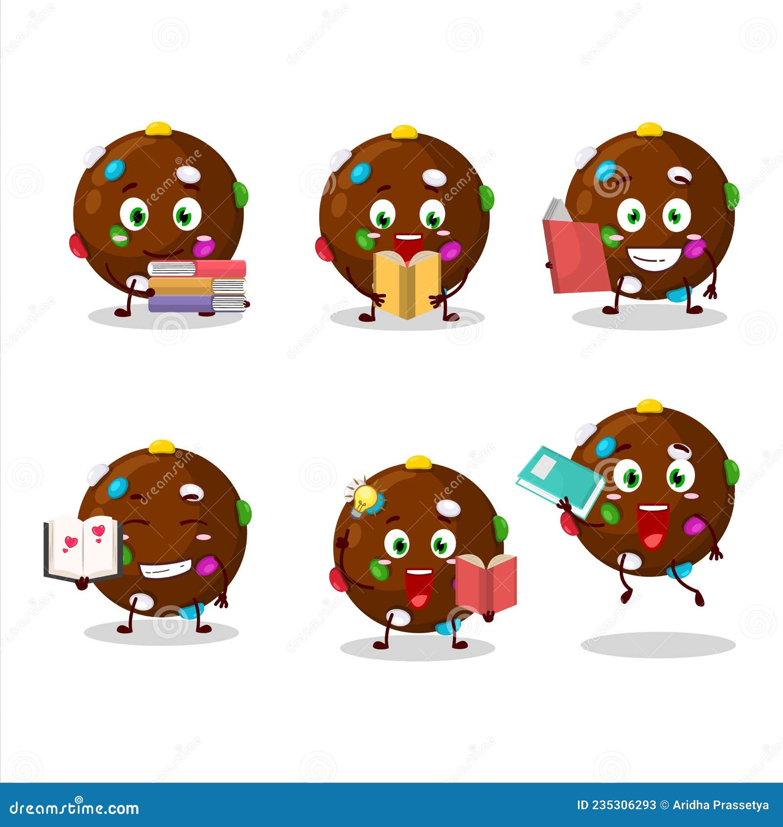 A Picture of Chocolate Candy Cartoon Character Concept Reading an ...
