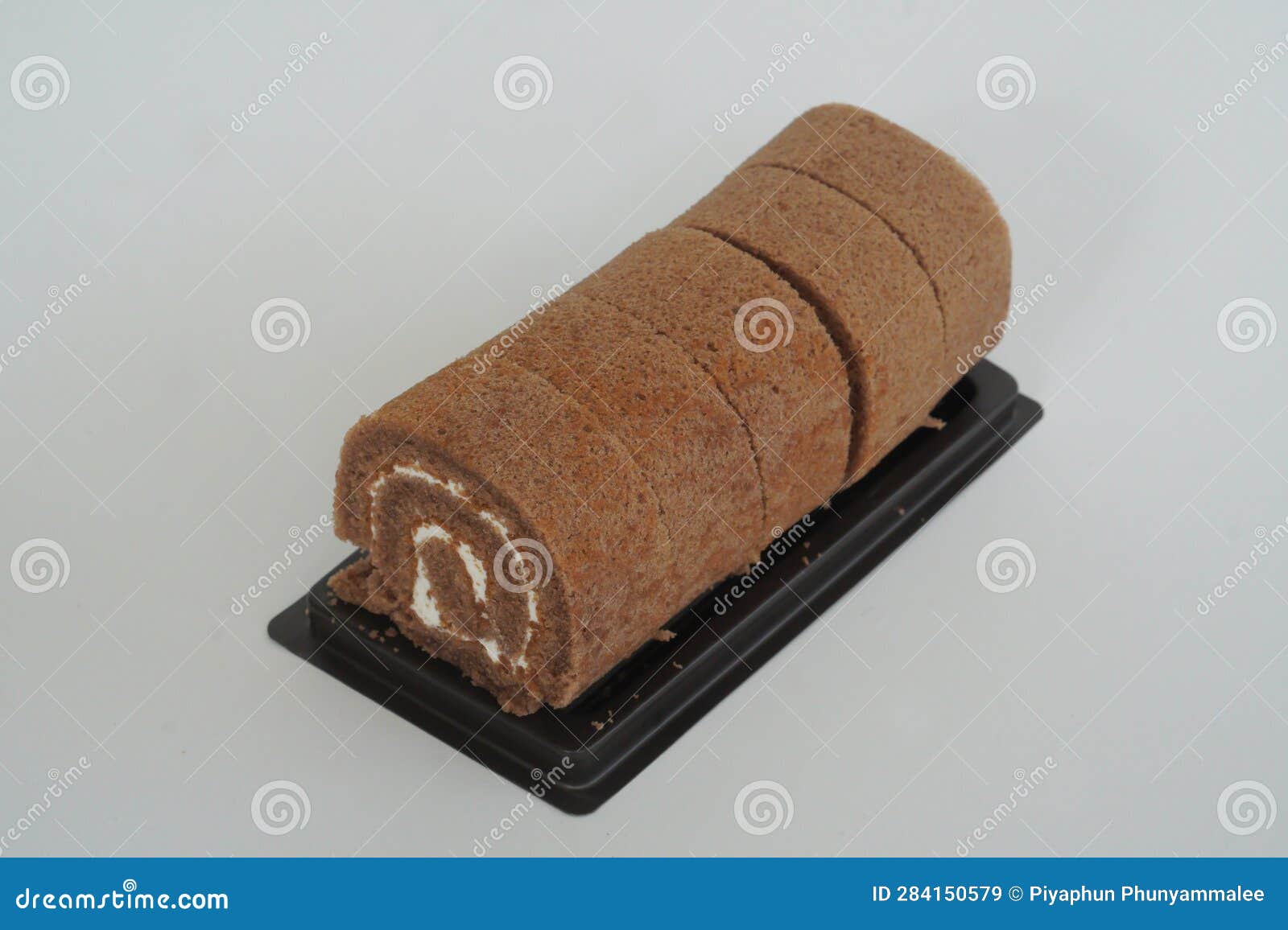Picture Chocolate Jam Roll on White Background Stock Image - Image of ...