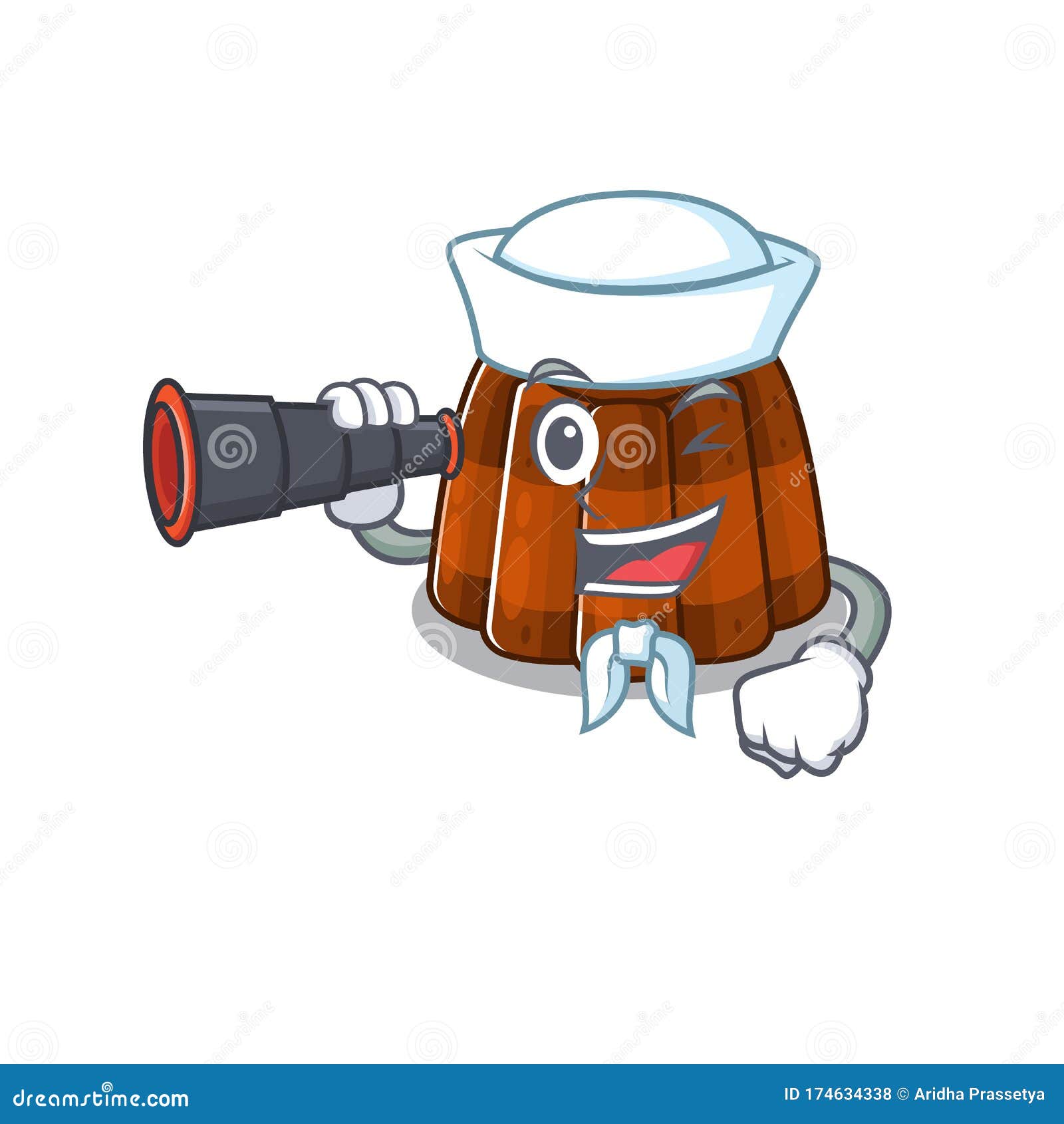 A Picture of Chocolate Pudding Working As a Sailor with Binocular Stock ...