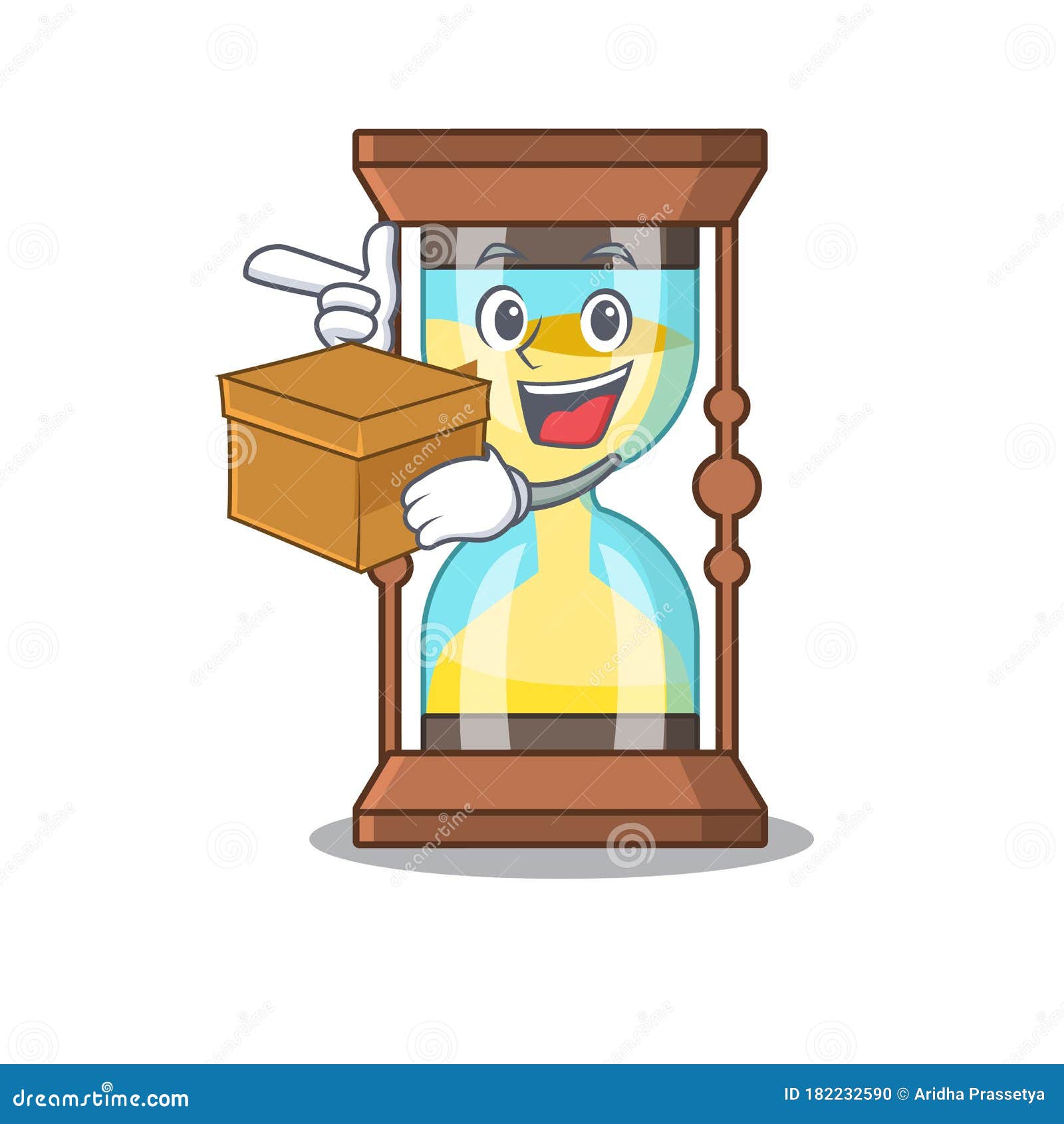An Picture of Chronometer Cartoon Design Concept Holding a Box Stock ...