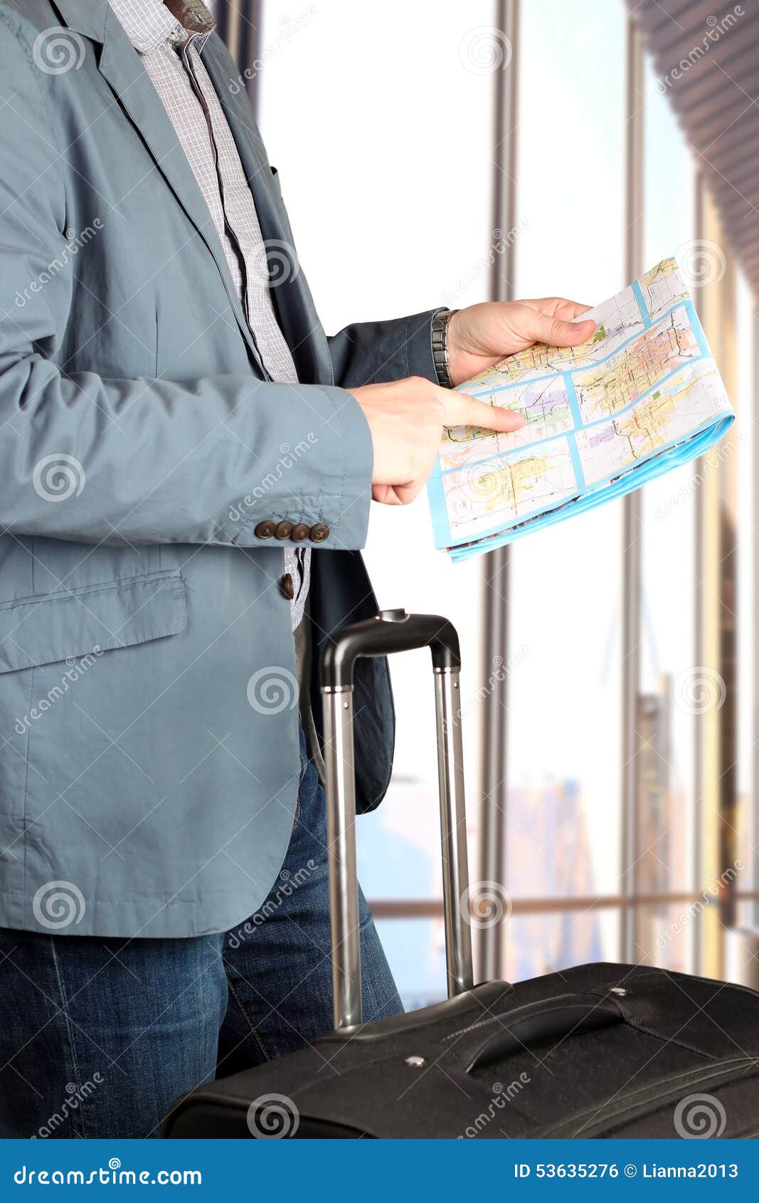 Picture of a Close Up Man is Looking for Directions on the Map O Stock ...