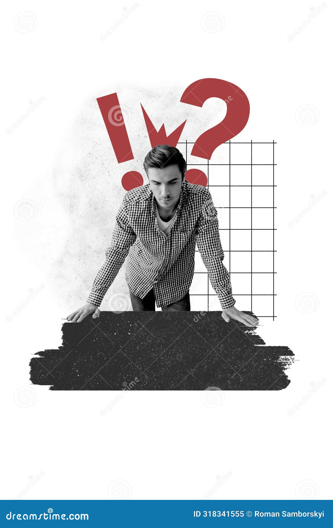 Picture Collage Image of Handsome Nice Man Solving Task Question ...