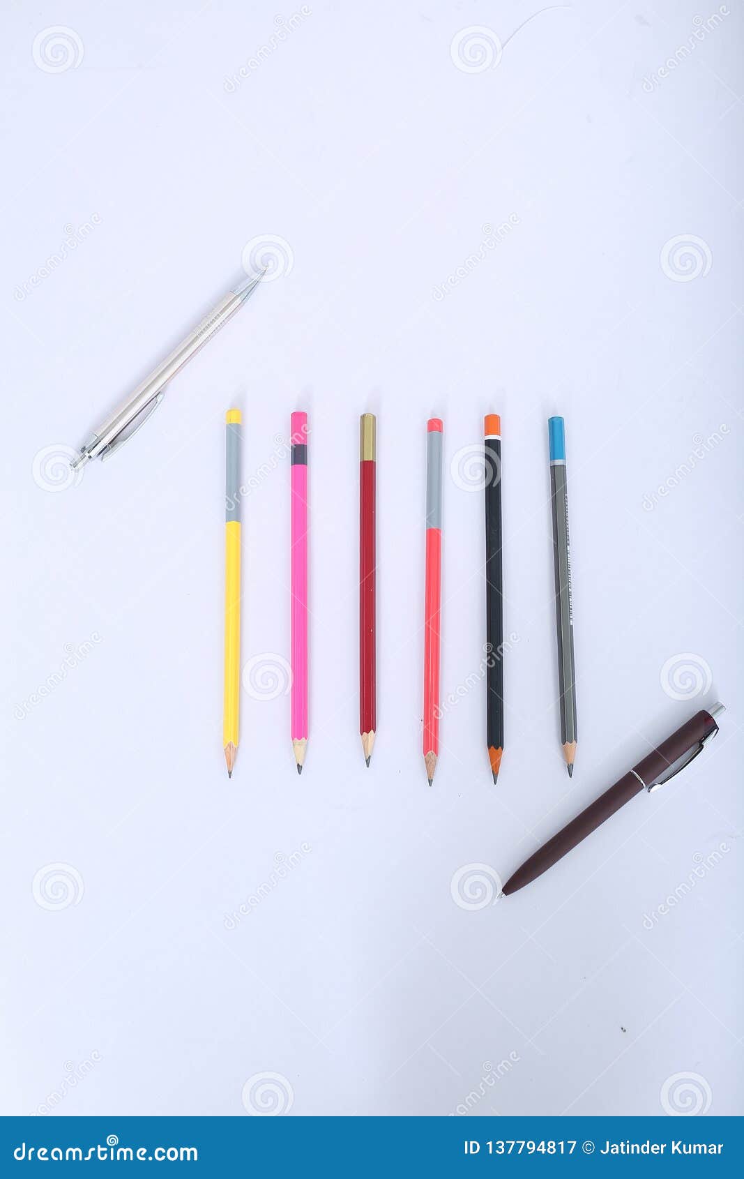 Picture of Colorful Pencil and Two Pen Stock Image - Image of creative ...