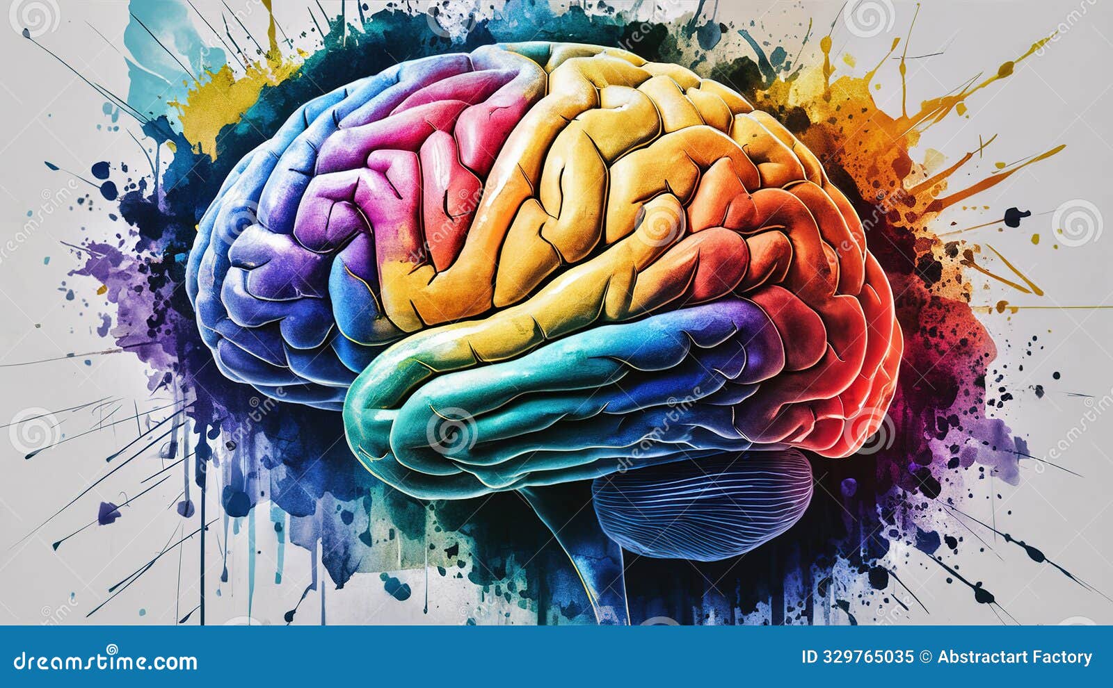 Picture of Colourful Human Brain Coloured with Different Colours on ...