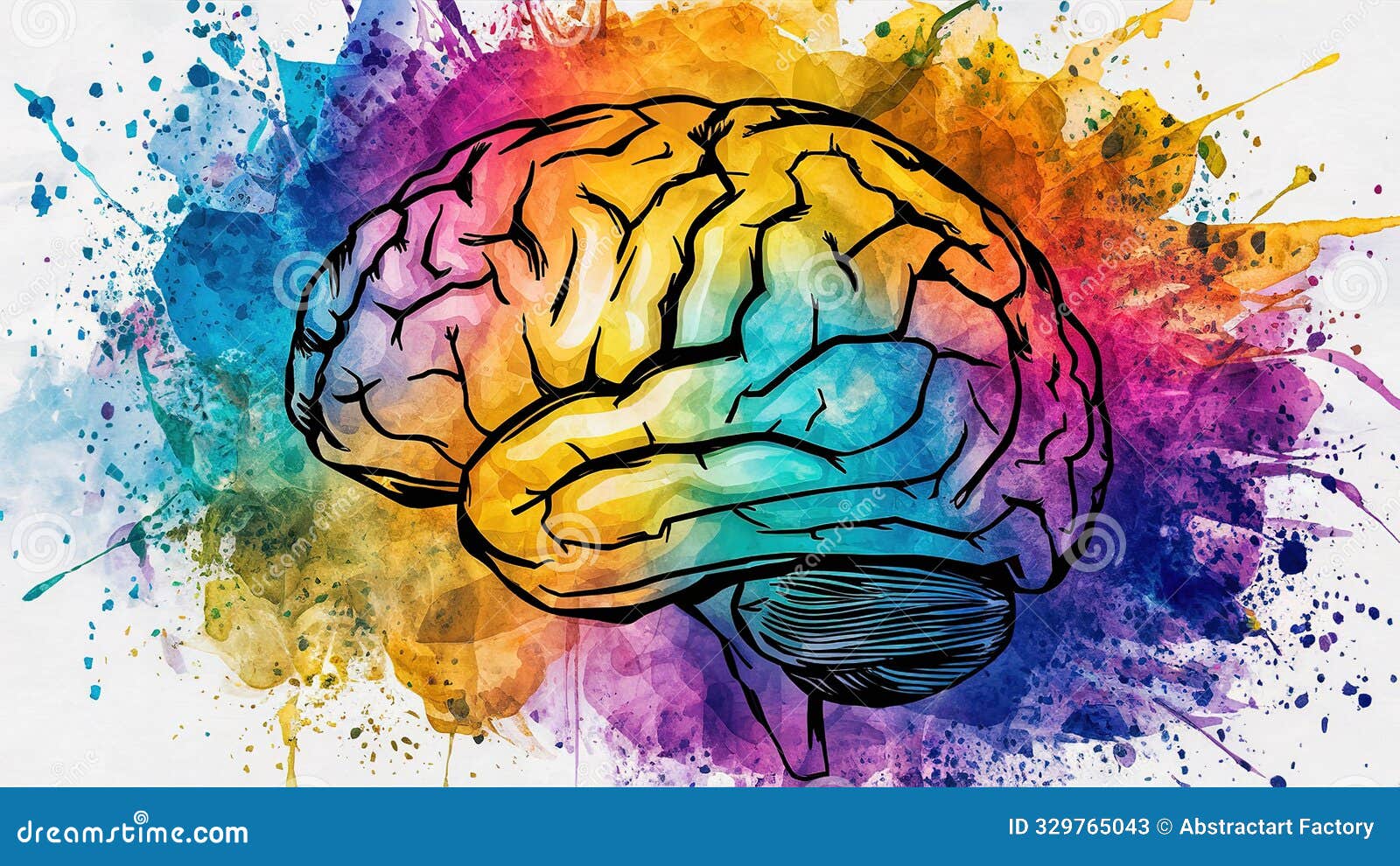 Picture of Colourful Human Brain Coloured with Different Colours on ...