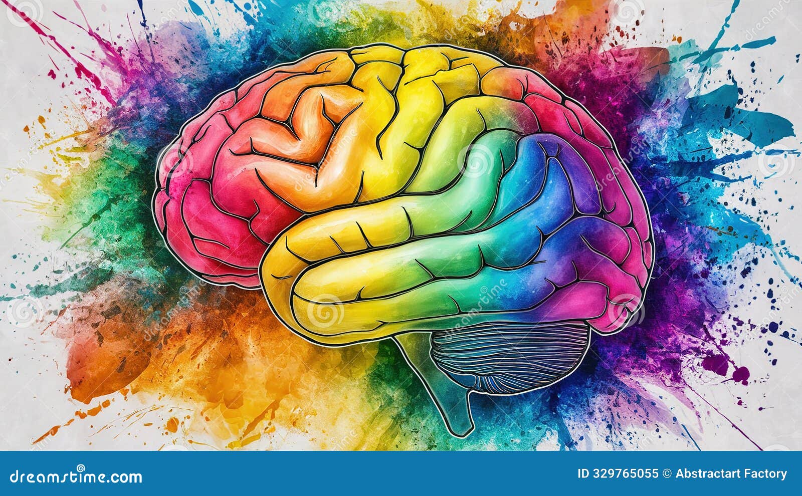 Picture of Colourful Human Brain Coloured with Different Colours on ...