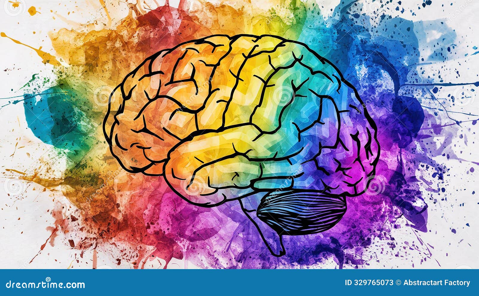 Picture of Colourful Human Brain Coloured with Different Colours on ...