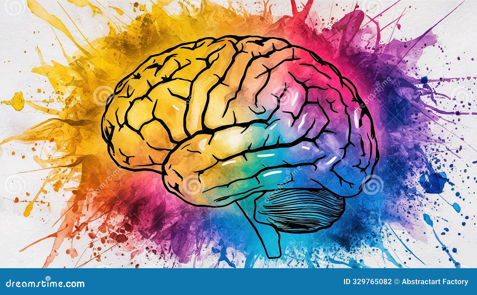 Colourful Human Brain Anatomy Diagram Illustration Cartoon Vector ...