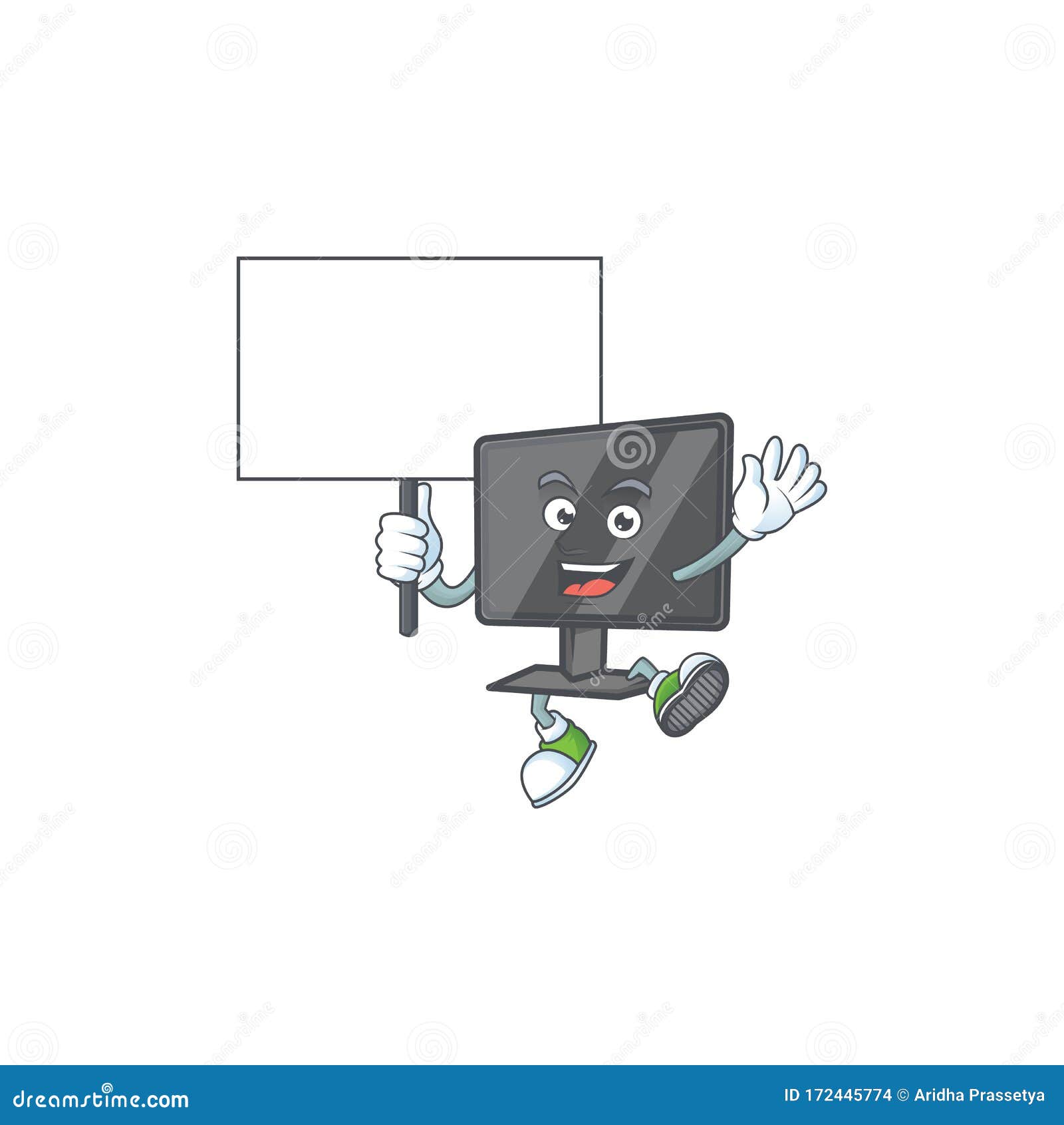 A Picture of Computer Screen Cartoon Character with Board Stock Vector ...