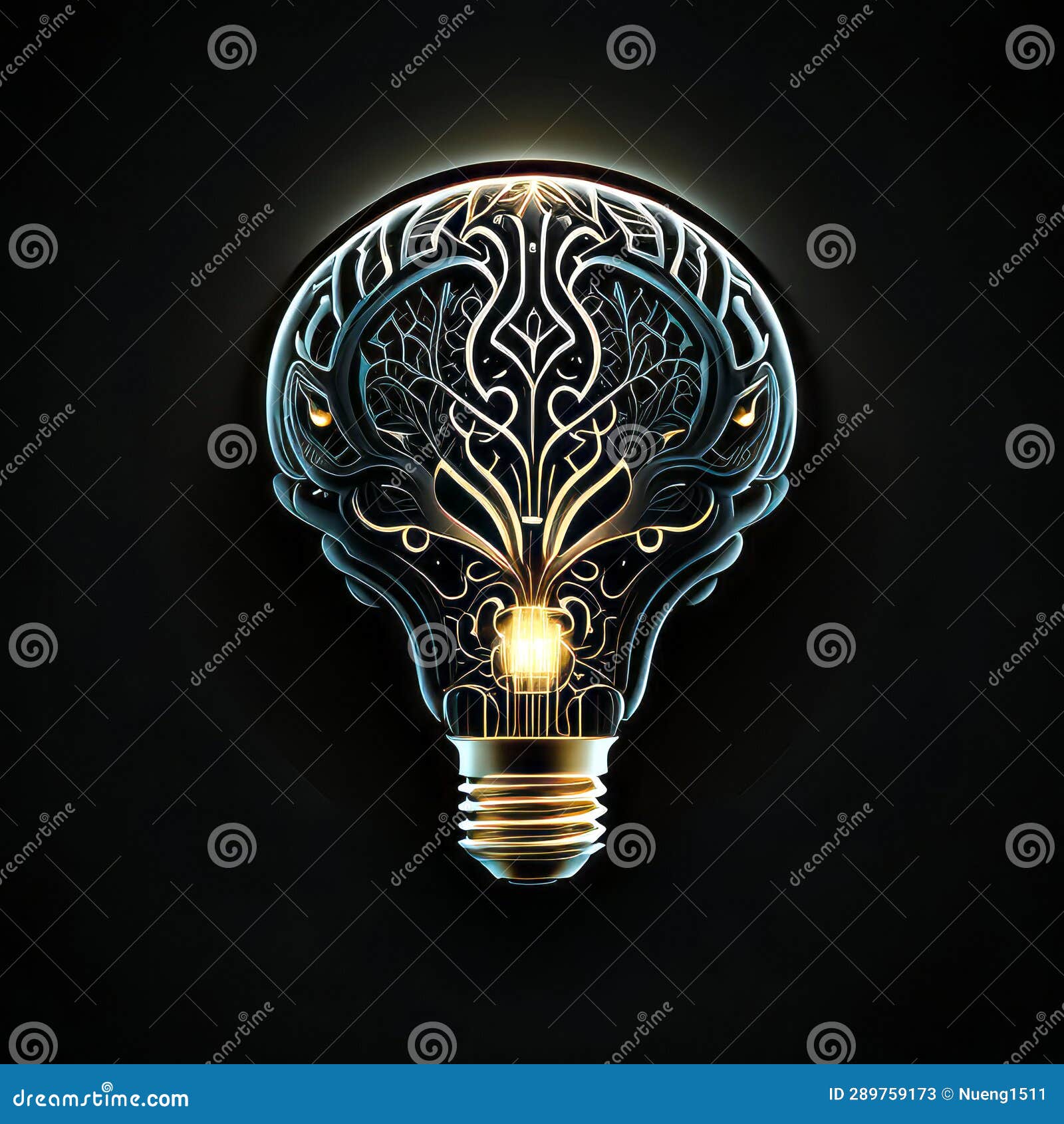 Concept of the Brain Inside a Light Bulb Background Stock Illustration ...