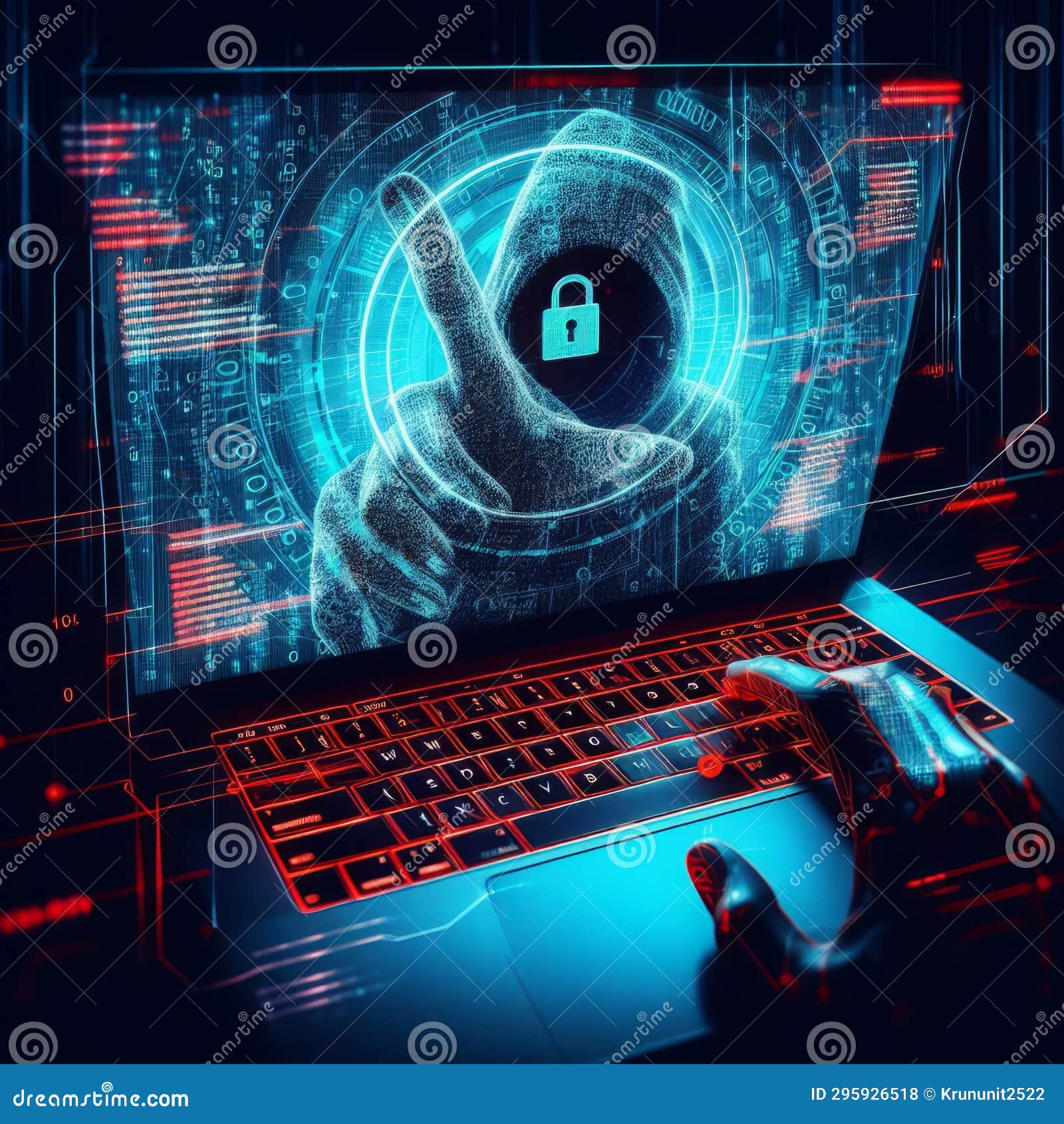 Concept of Cyber Security Threat and Attack, Hacker Hand in Computer ...